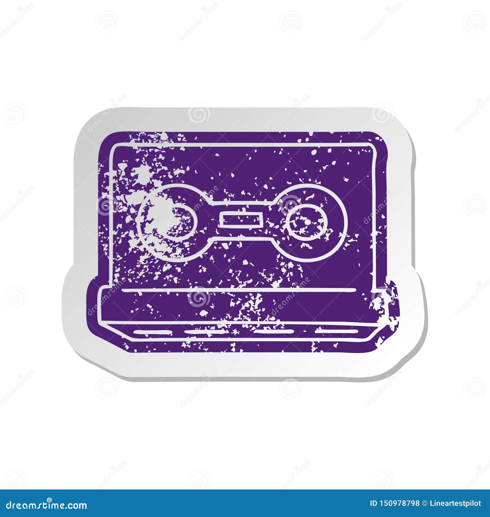 A Creative Distressed Old Sticker of a Retro Cassette Tape Stock Vector ...