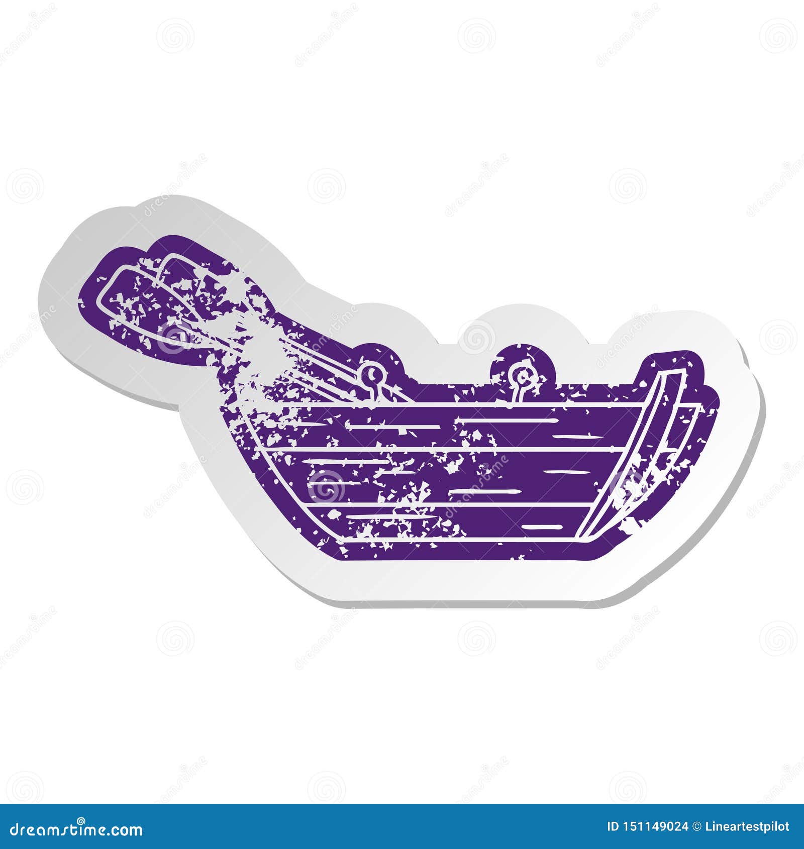 A Creative Distressed Old Sticker of a Wooden Row Boat Stock Vector ...