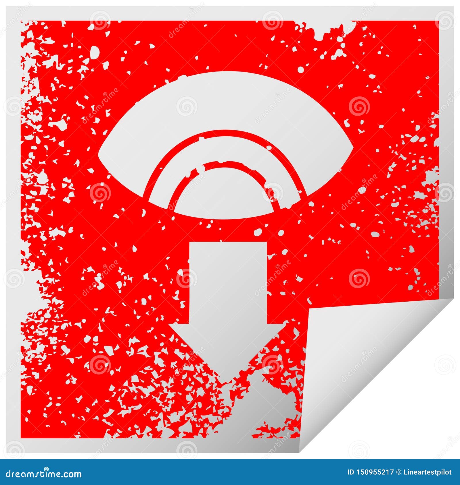 A Creative Distressed Square Peeling Sticker Symbol Eye Pointing Down ...