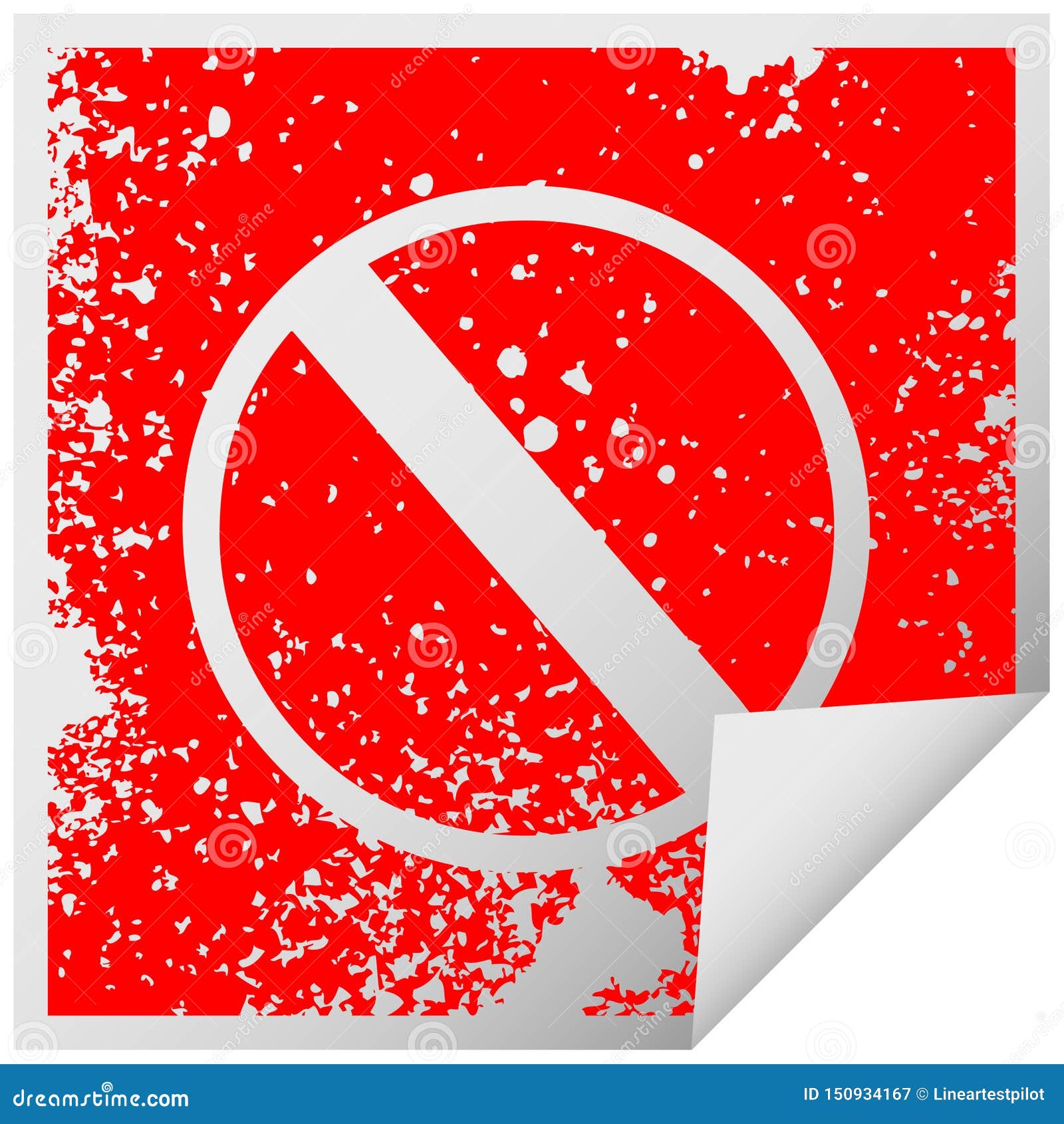 A Creative Distressed Square Peeling Sticker Symbol Not Allowed Sign ...