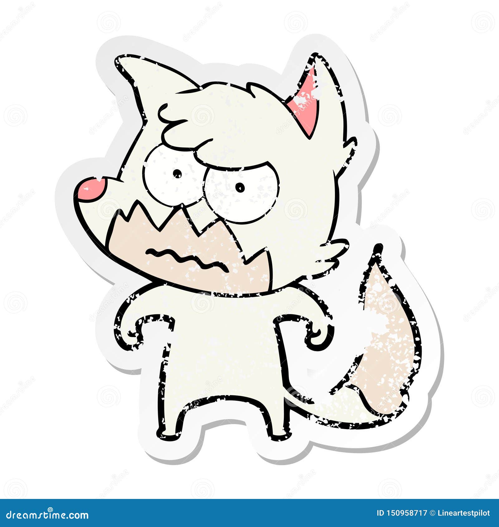 A Creative Distressed Sticker of a Cartoon Annoyed Fox Stock Vector ...