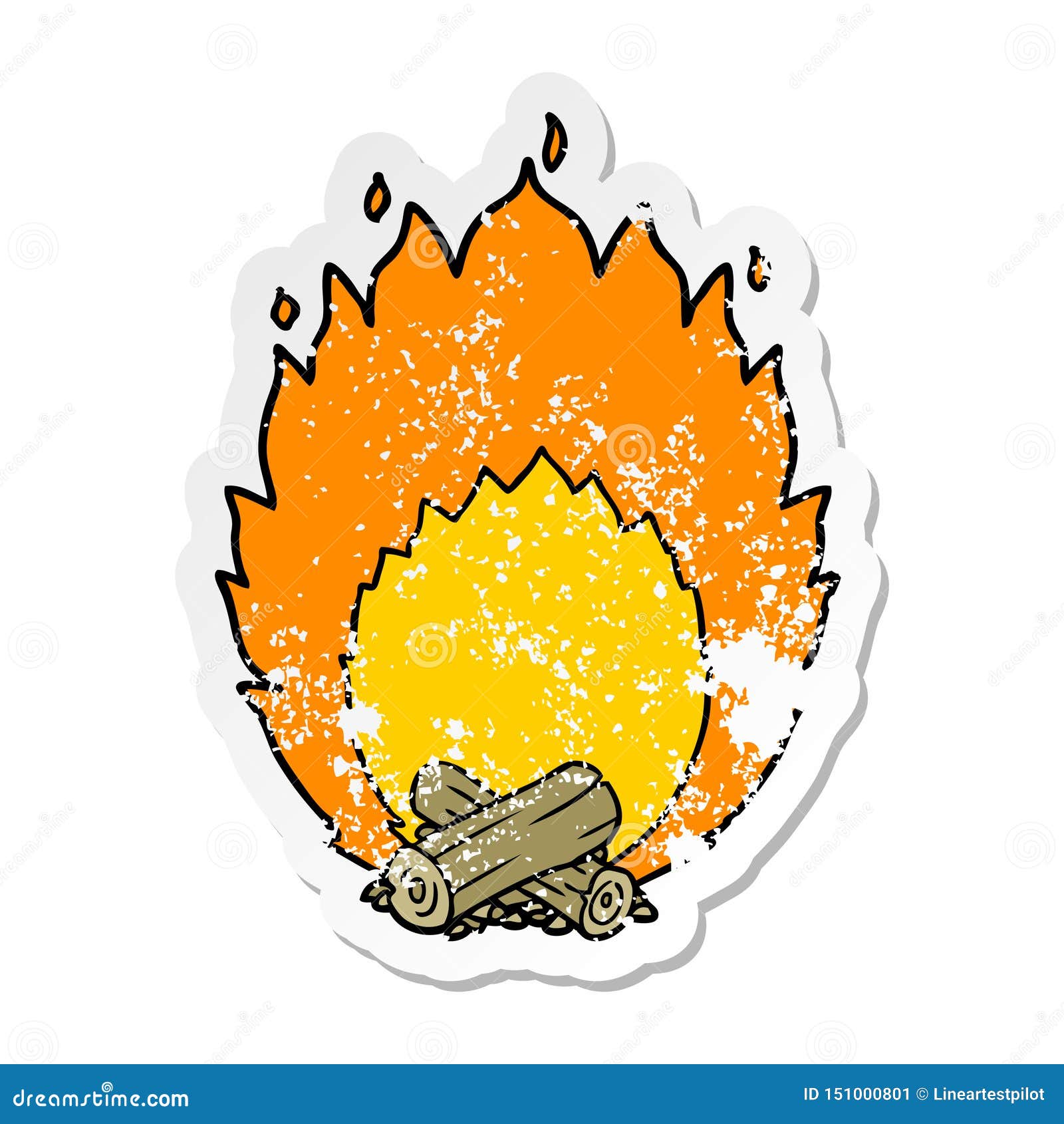 A Creative Distressed Sticker of a Cartoon Blazing Camp Fire Stock ...