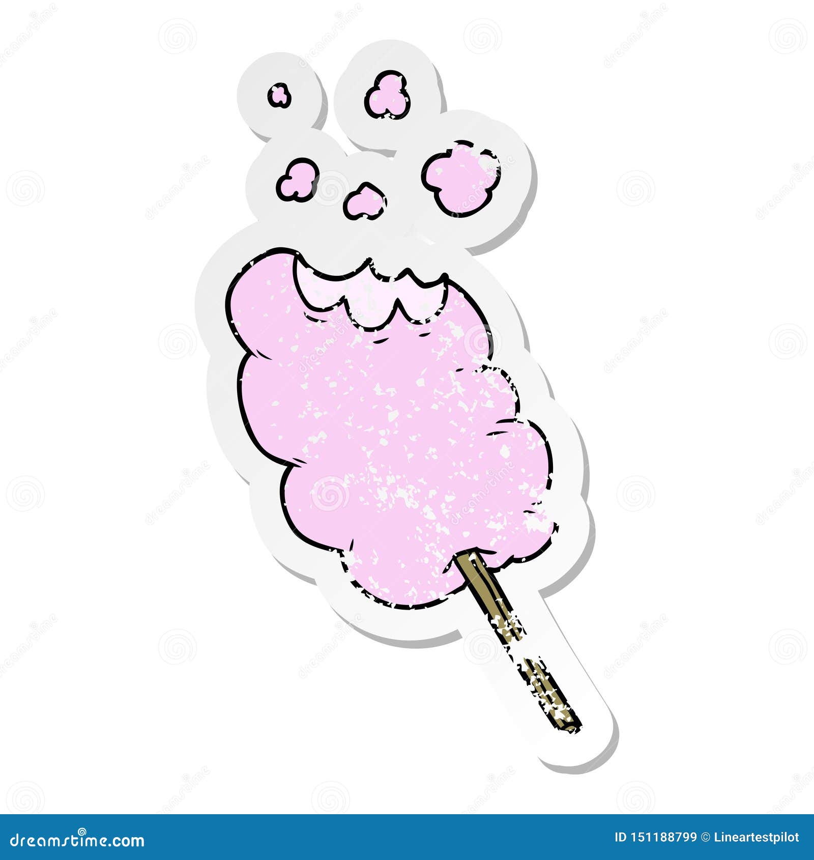 A Creative Distressed Sticker of a Cartoon Candy Floss Stock Vector ...