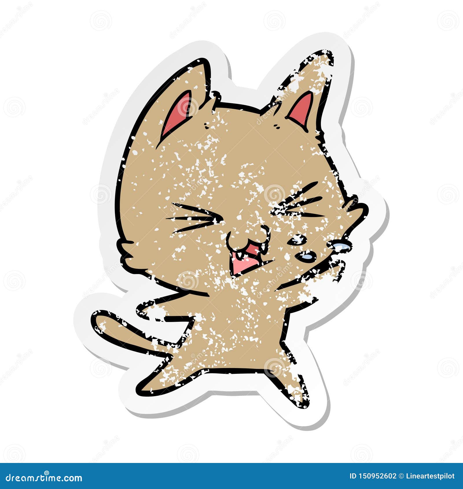 A Creative Distressed Sticker of a Cartoon Cat Hissing Stock Vector ...