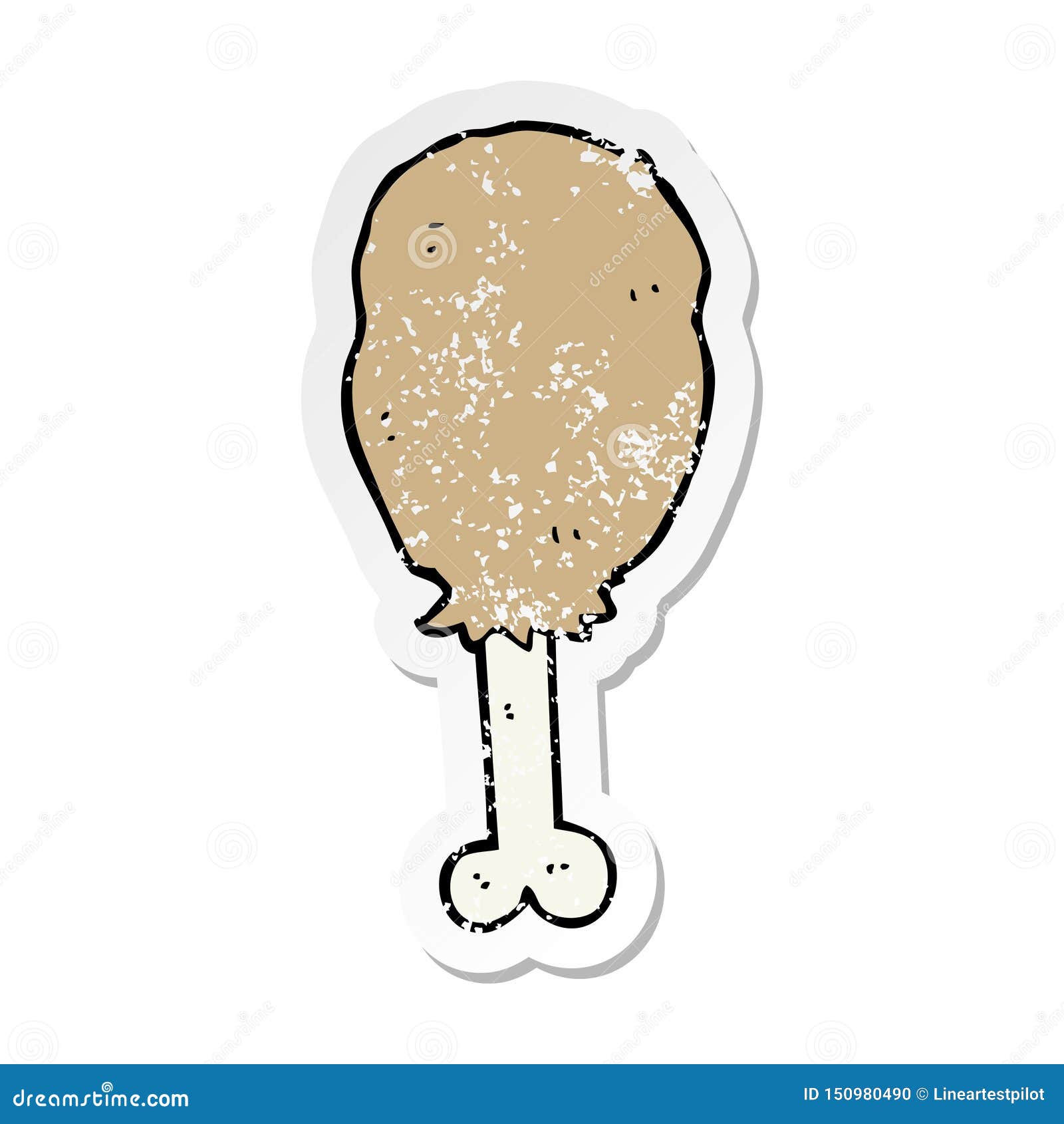 A Creative Distressed Sticker of a Cartoon Chicken Leg Stock Vector ...