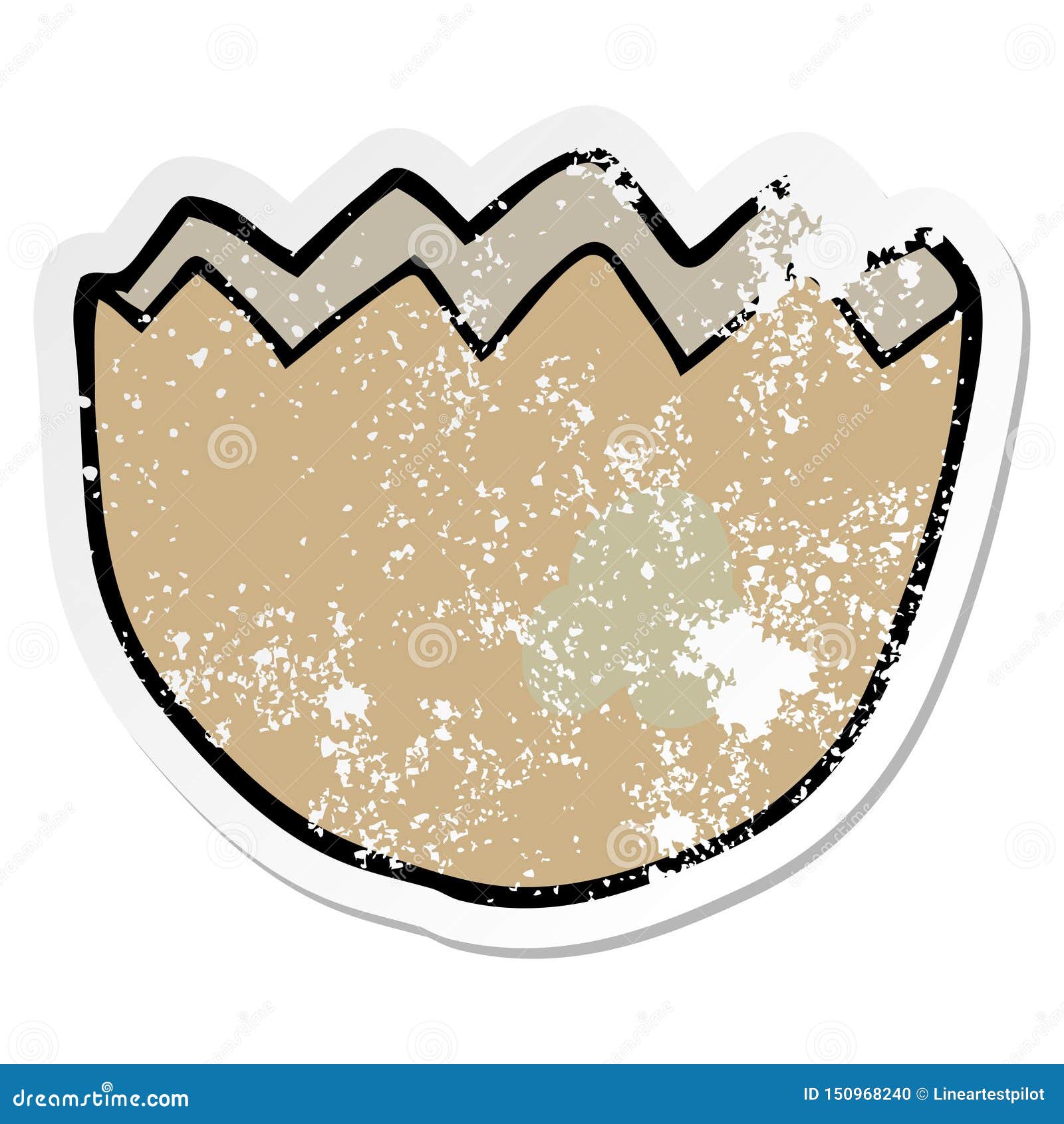 A Creative Distressed Sticker of a Cartoon Cracked Eggshell Stock ...