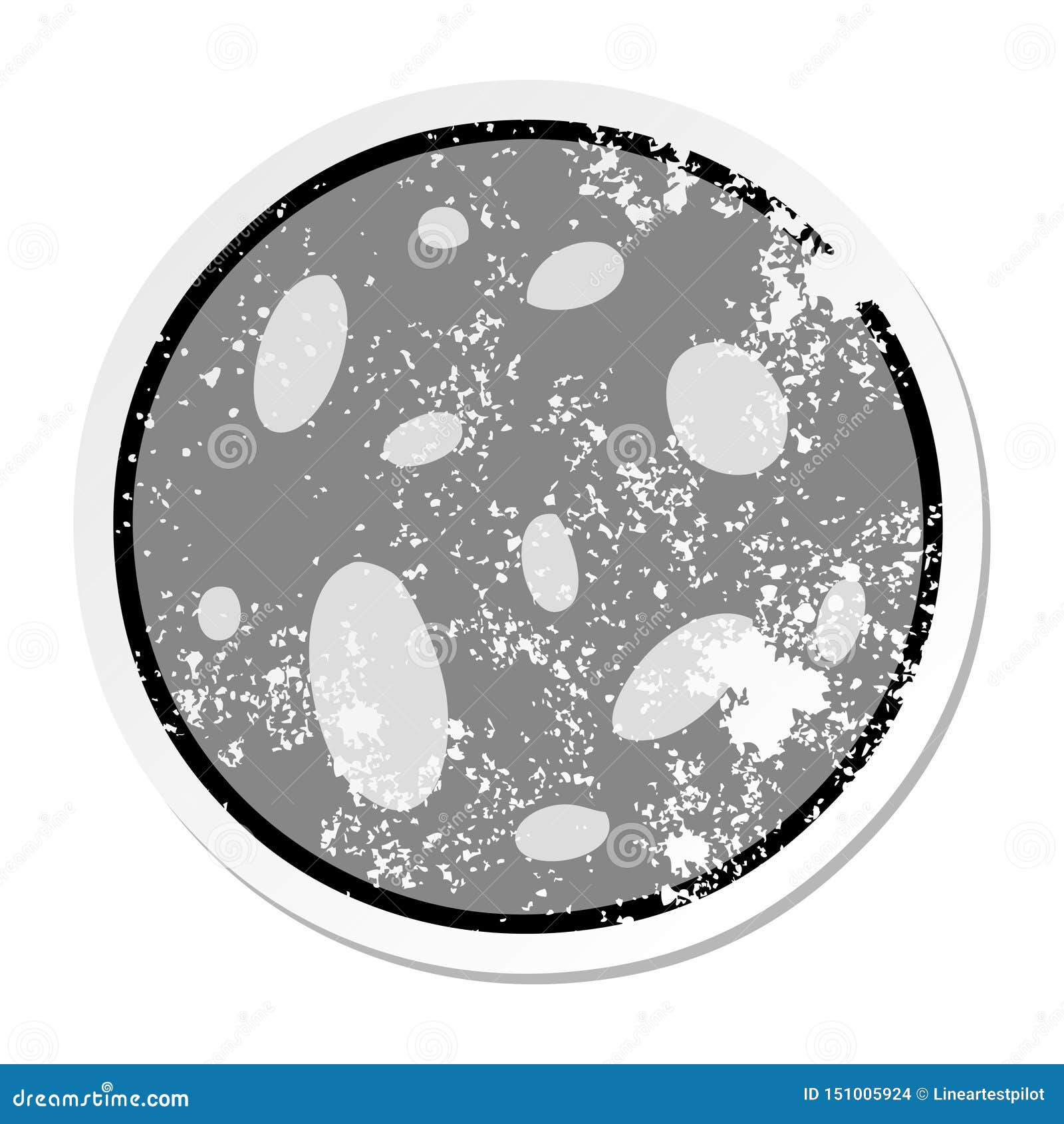 A Creative Distressed Sticker Cartoon Doodle of a Full Moon Stock ...