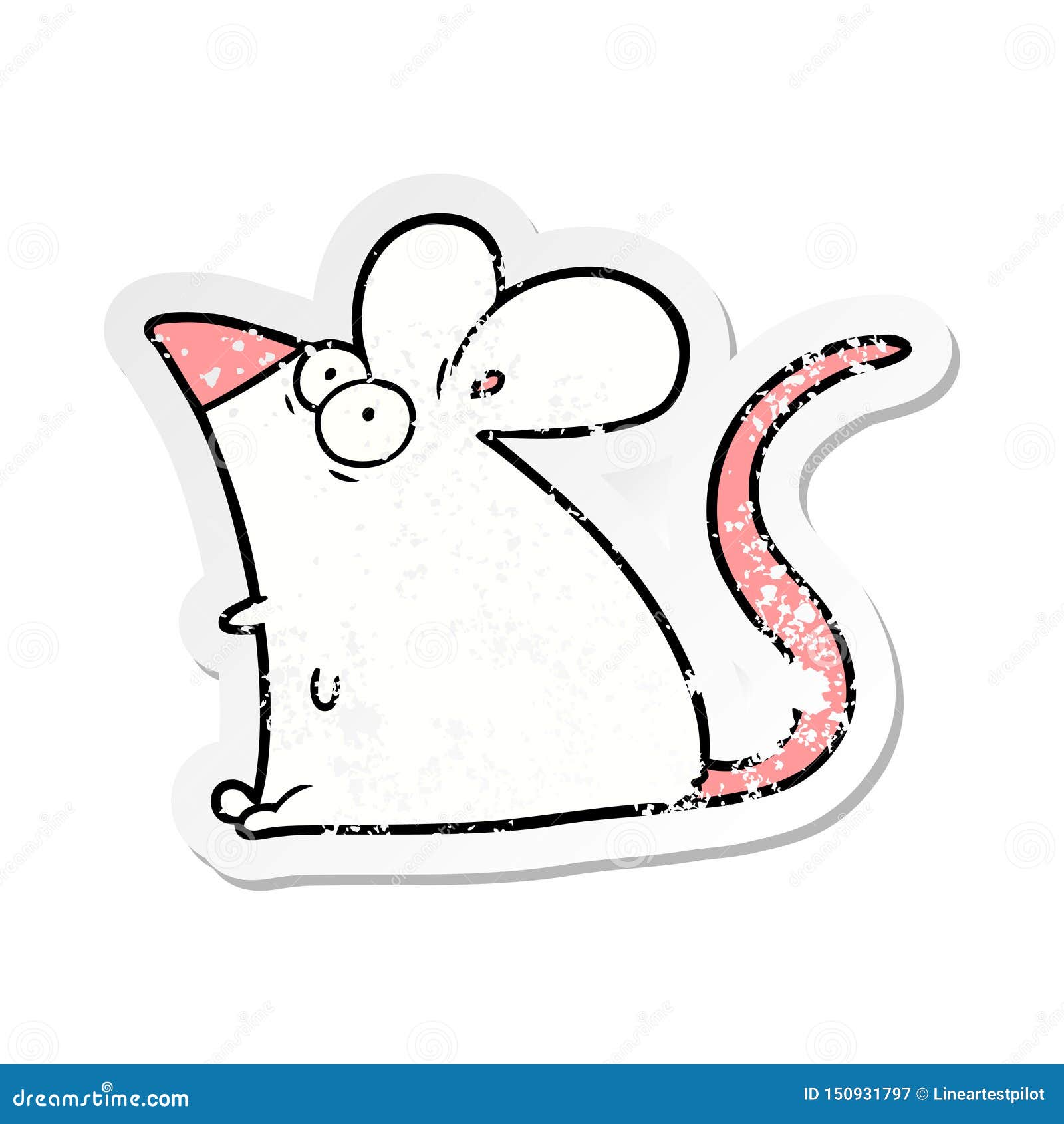 A Creative Distressed Sticker of a Cartoon Frightened Mouse Stock ...