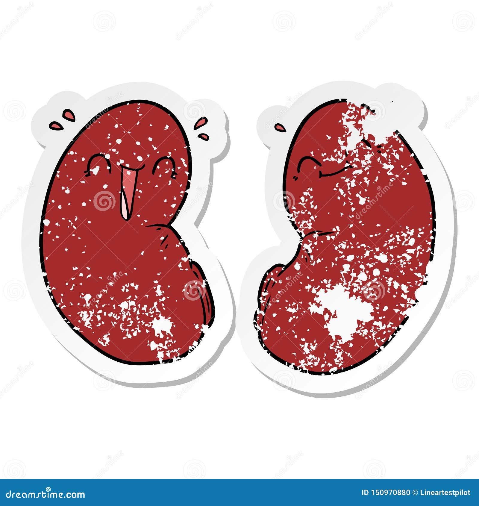 A Creative Distressed Sticker of a Cartoon Happy Kidneys Stock Vector ...