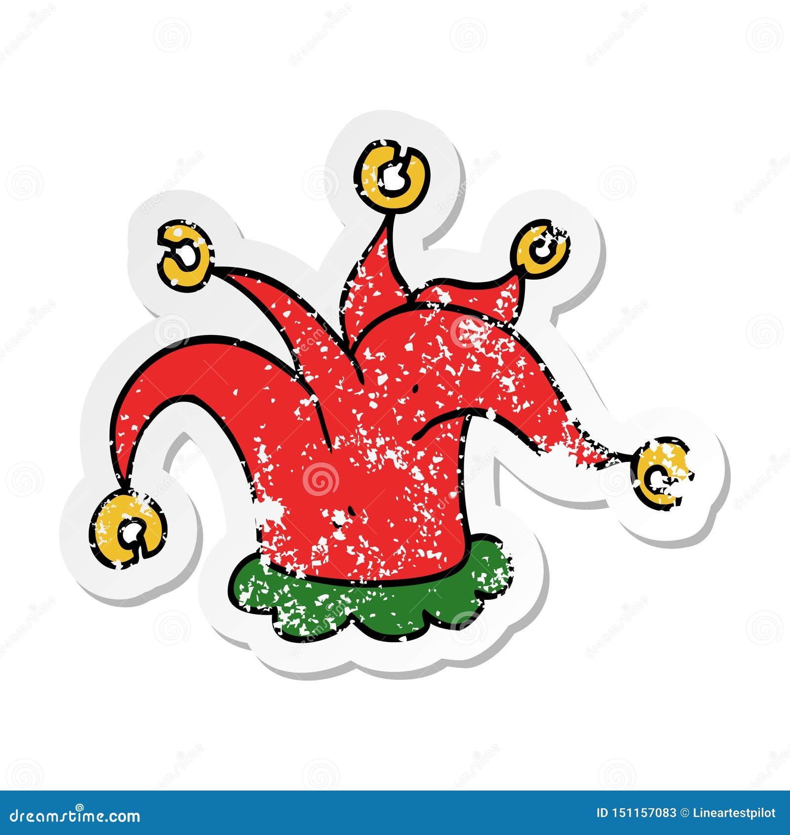 A Creative Distressed Sticker of a Cartoon Jester Hat Stock Vector ...