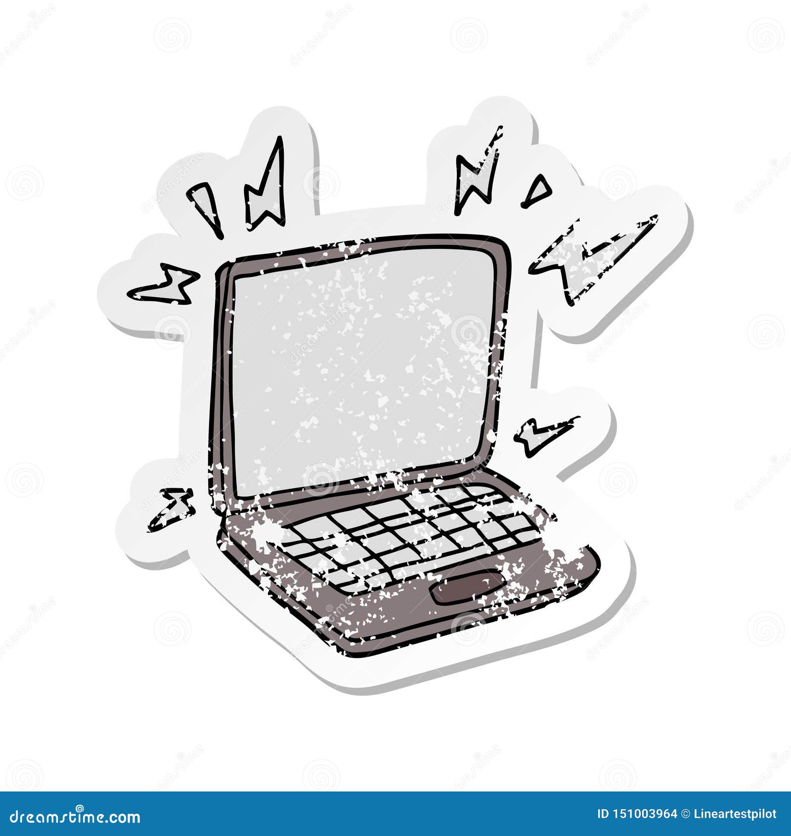 A Creative Distressed Sticker of a Cartoon Laptop Computer Stock Vector ...