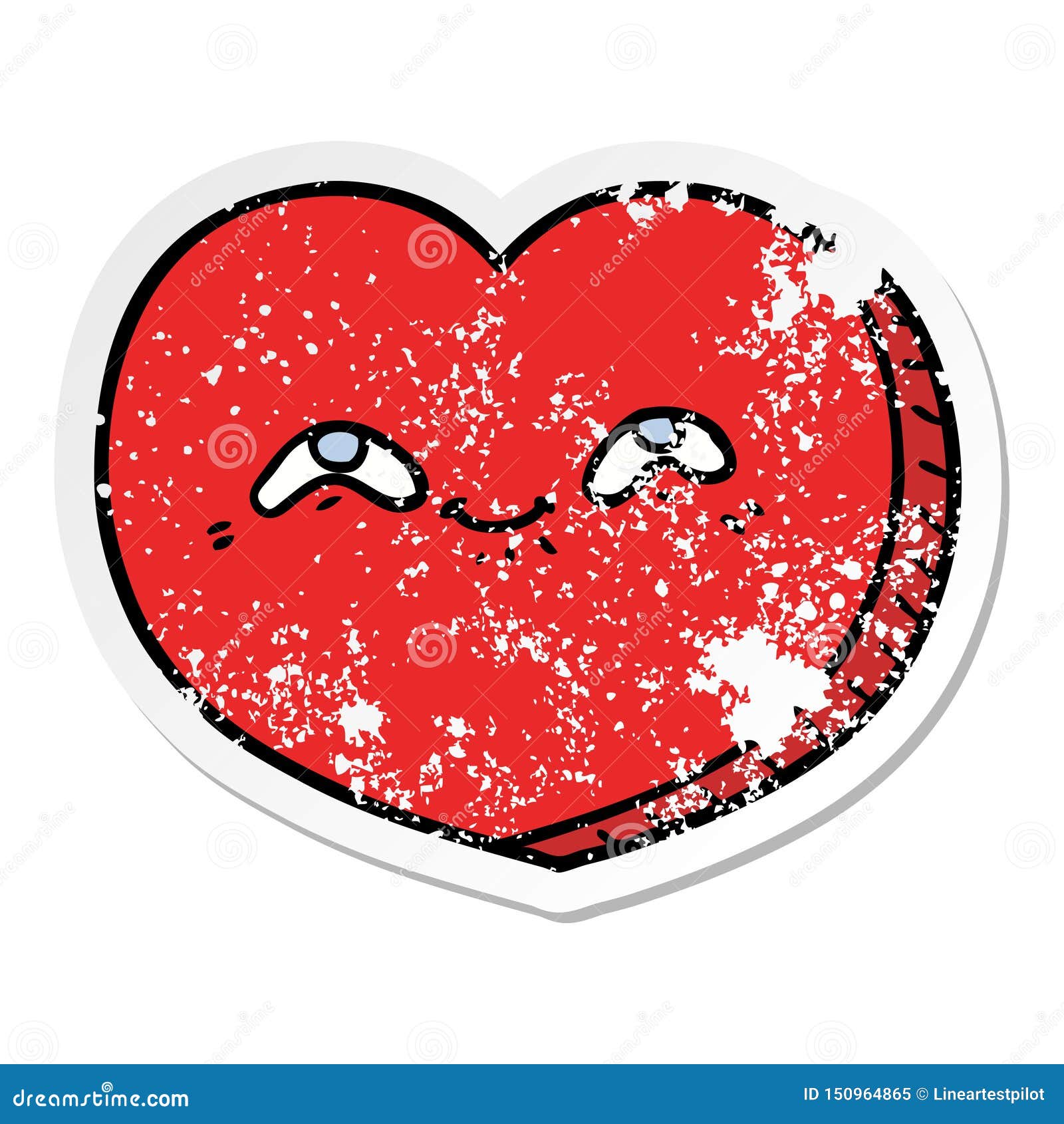 A Creative Distressed Sticker of a Cartoon Love Heart Stock Vector ...
