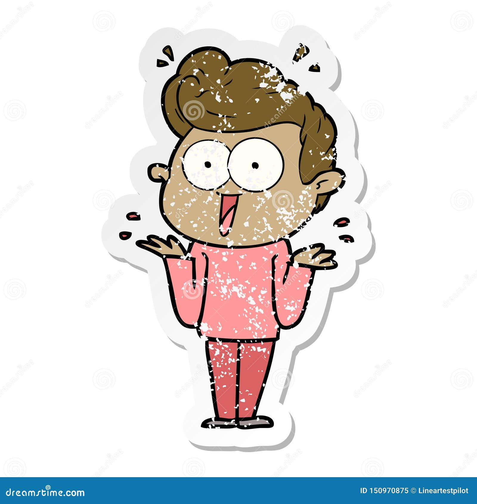 A Creative Distressed Sticker of a Cartoon Man Shrugging Stock Vector ...