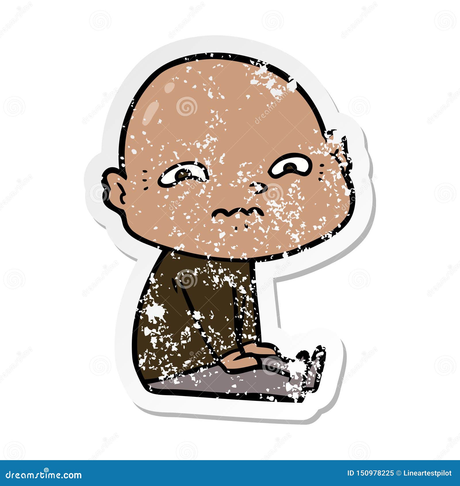 A Creative Distressed Sticker of a Cartoon Nervous Man Stock Vector ...