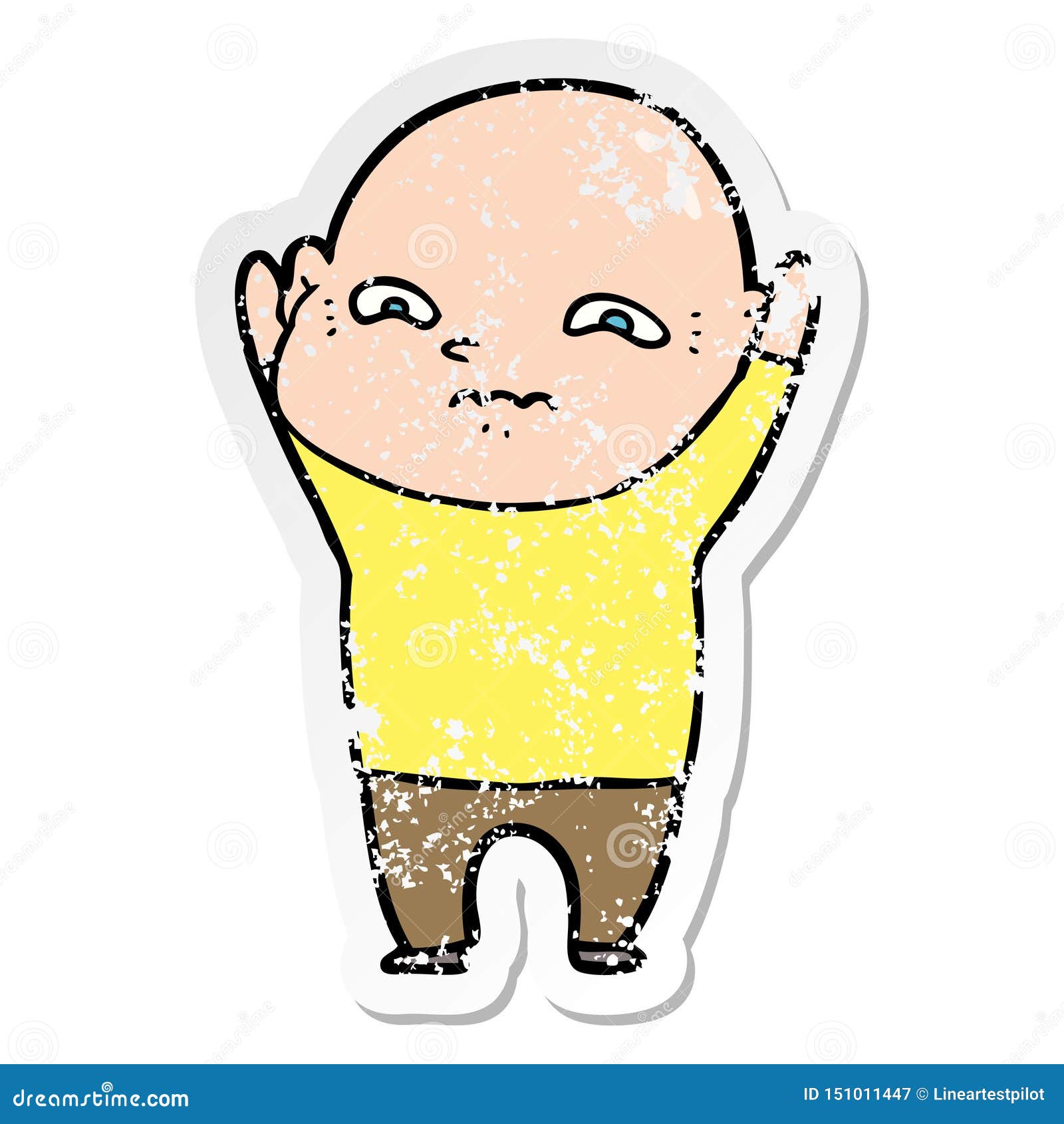 A Creative Distressed Sticker of a Cartoon Nervous Man Stock Vector ...