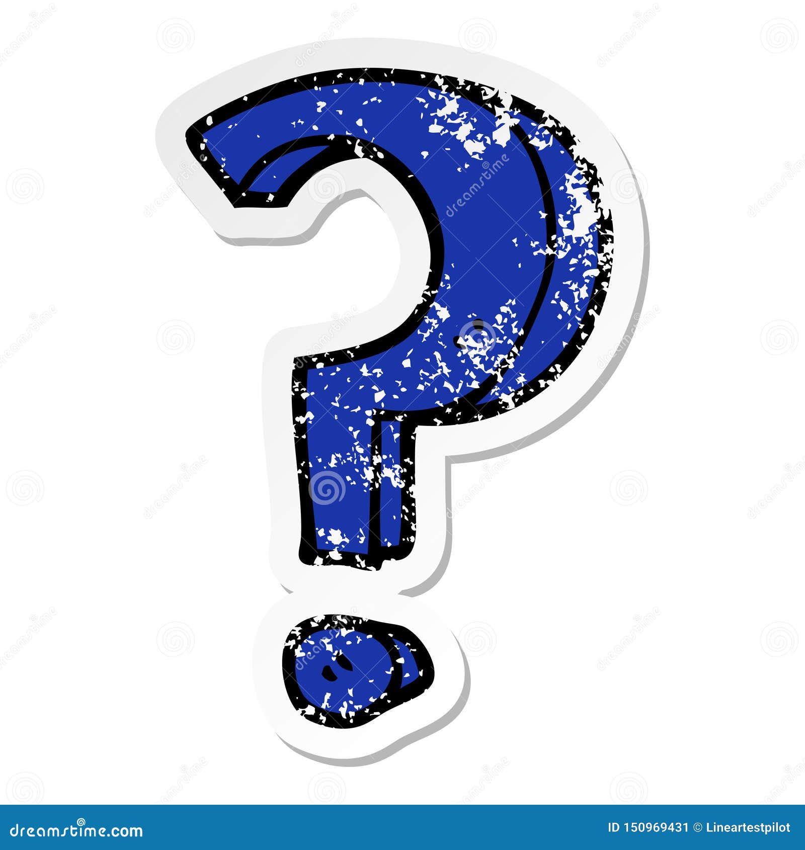 A Creative Distressed Sticker of a Cartoon Question Mark Stock Vector ...