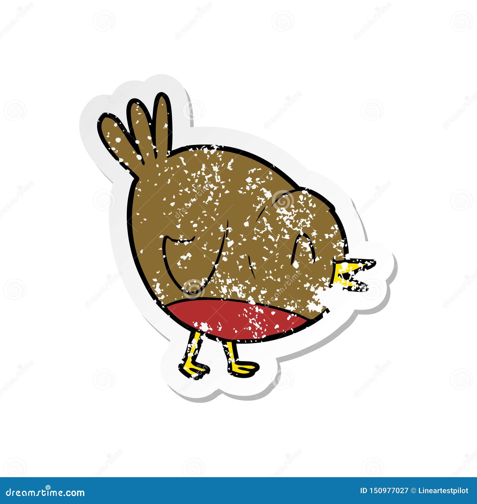 A Creative Distressed Sticker of a Cartoon Robin Bird Stock Vector ...