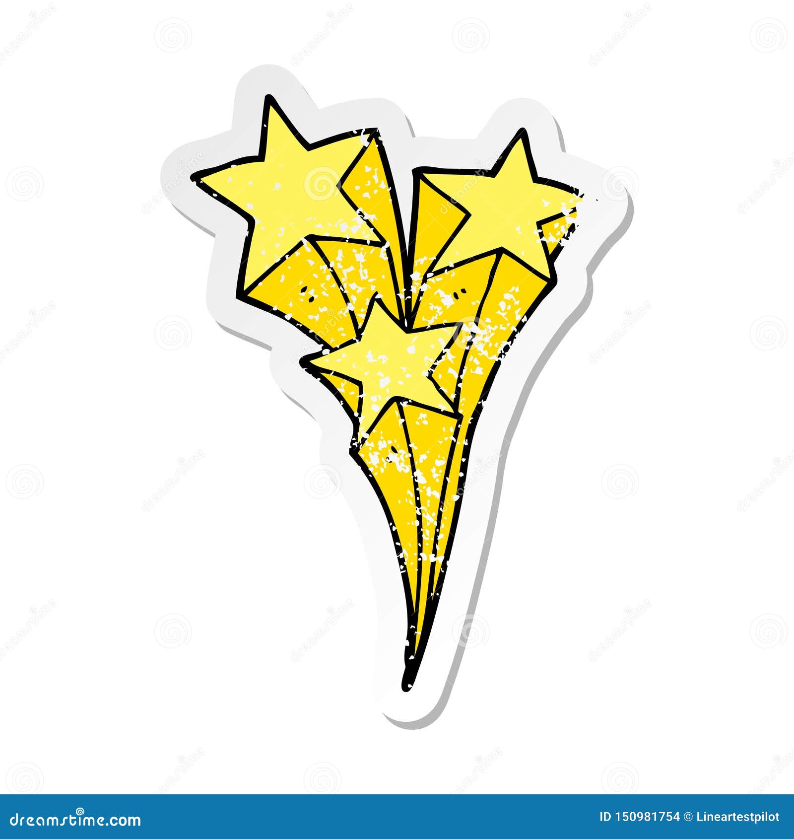 A Creative Distressed Sticker of a Cartoon Shooting Stars Stock Vector ...