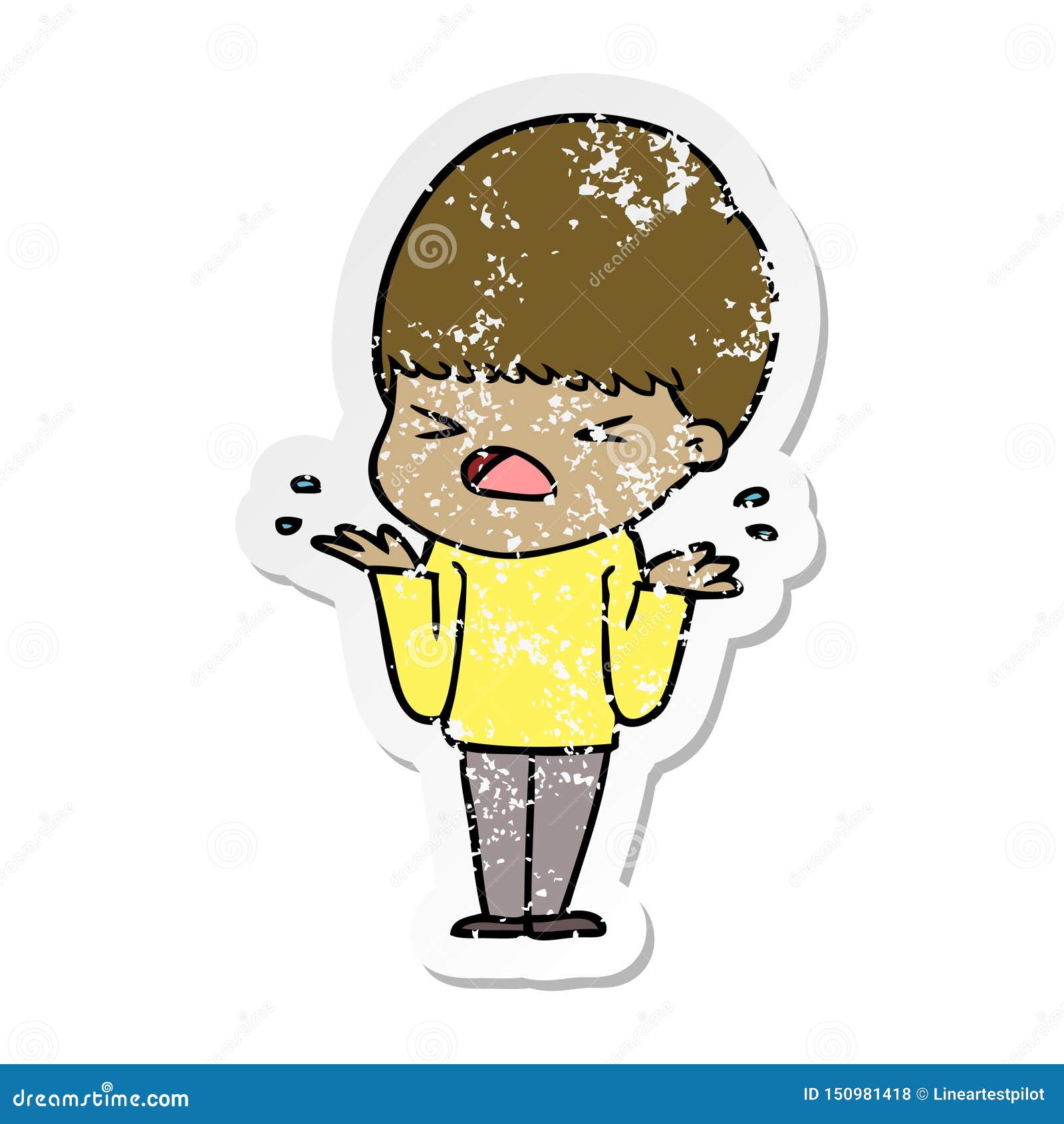A Creative Distressed Sticker of a Cartoon Stressed Man Stock Vector ...