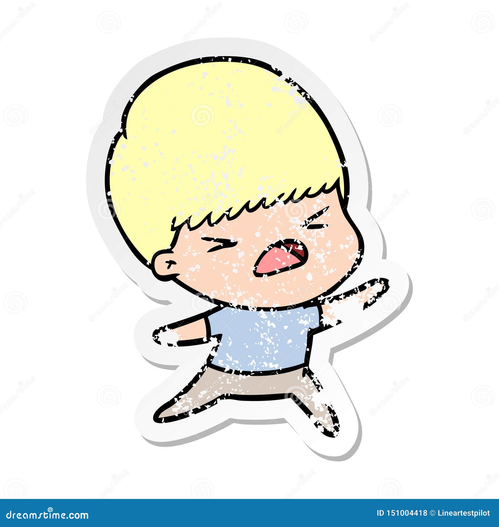 A Creative Distressed Sticker of a Cartoon Stressed Man Stock Vector ...