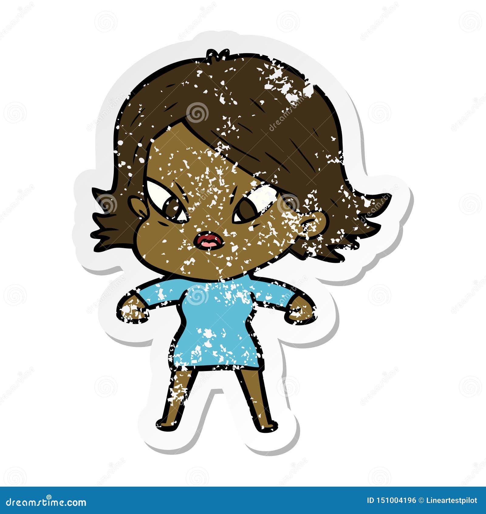 A Creative Distressed Sticker of a Cartoon Stressed Woman Stock Vector ...