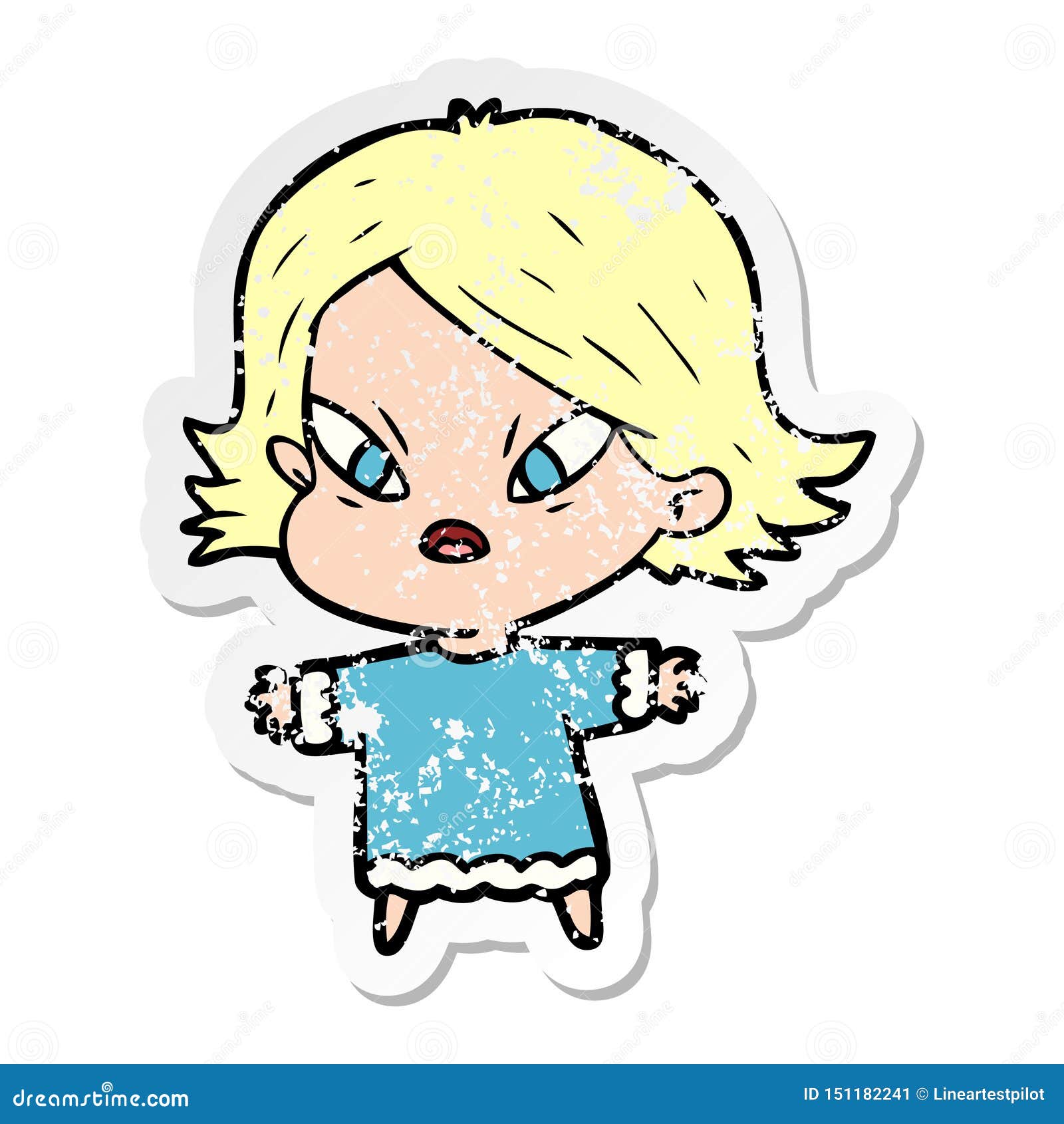 A Creative Distressed Sticker of a Cartoon Stressed Woman Stock Vector ...