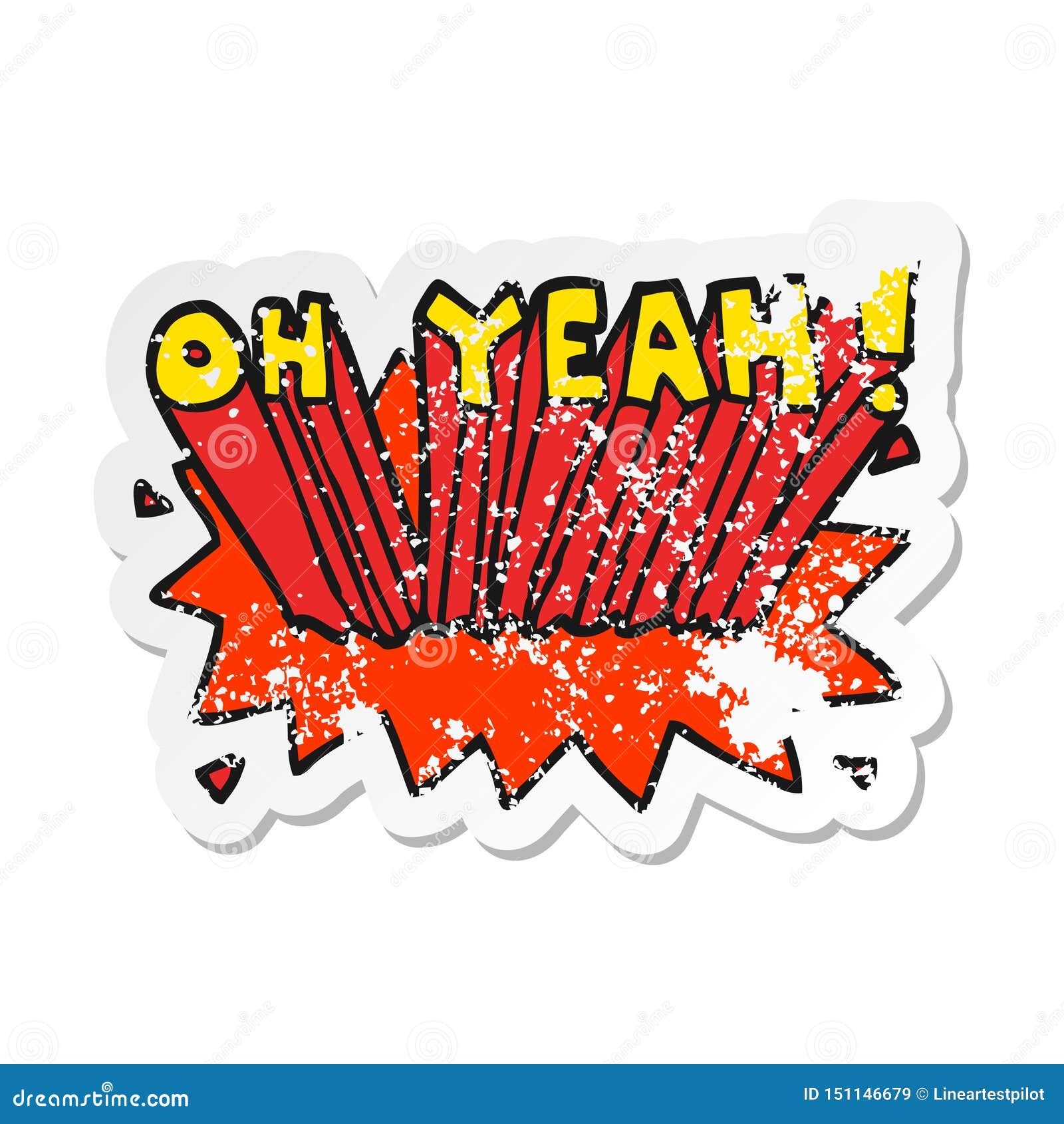 A Creative Distressed Sticker of a Cartoon Text Oh Yeah! Stock Vector ...