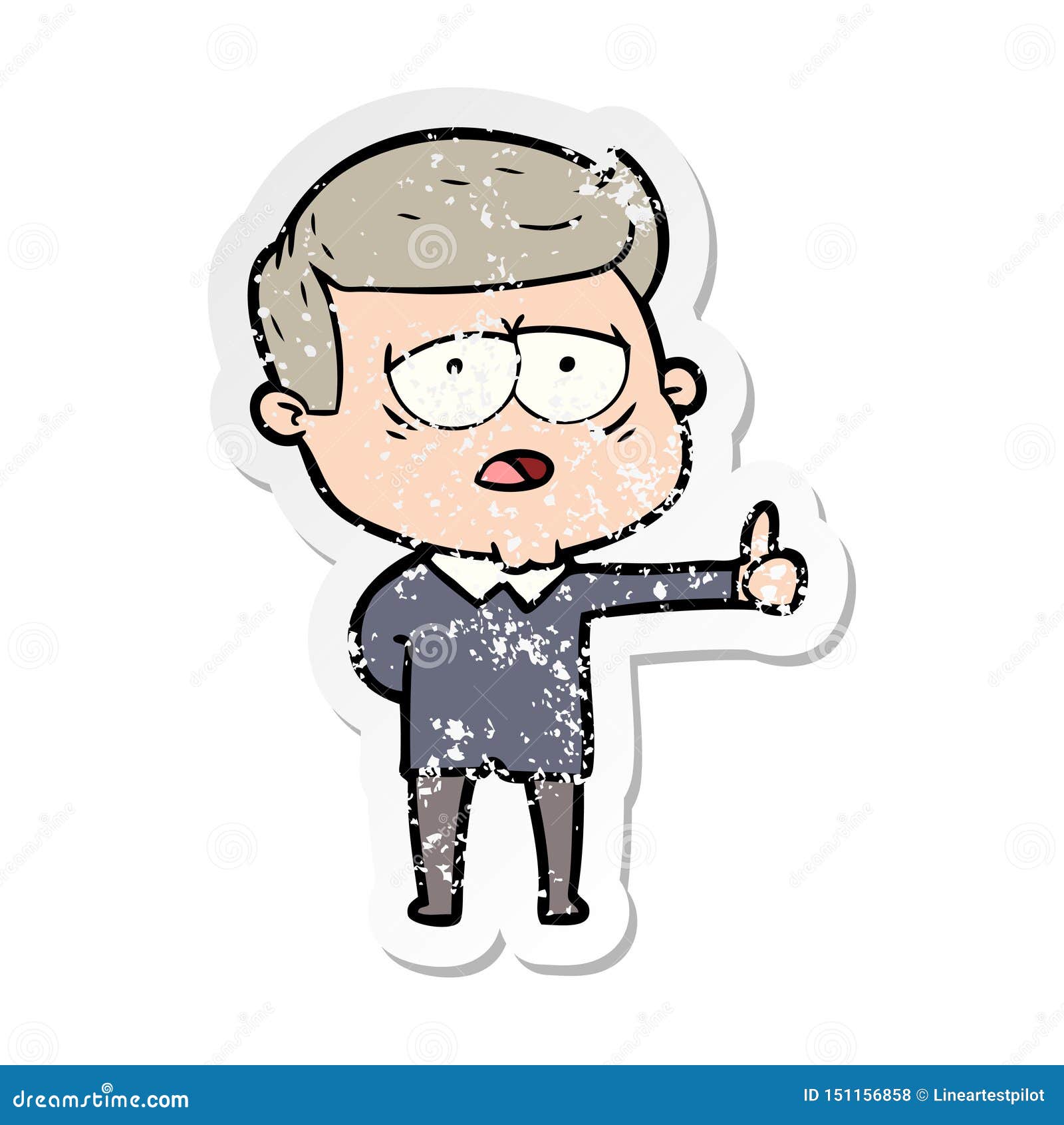 A Creative Distressed Sticker of a Cartoon Tired Man Stock Vector ...