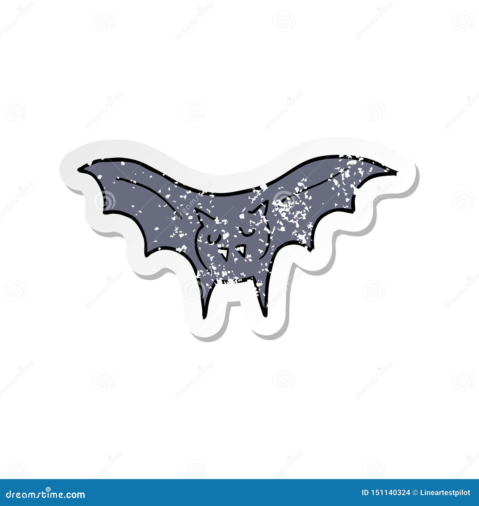 A Creative Distressed Sticker of a Cartoon Vampire Bat Stock Vector ...