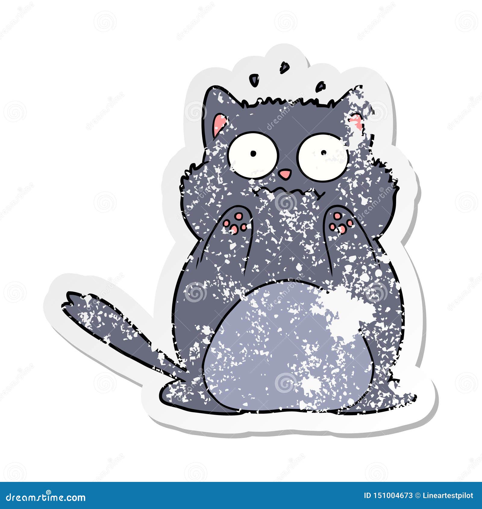 A Creative Distressed Sticker of a Cartoon Worried Cat Stock Vector ...