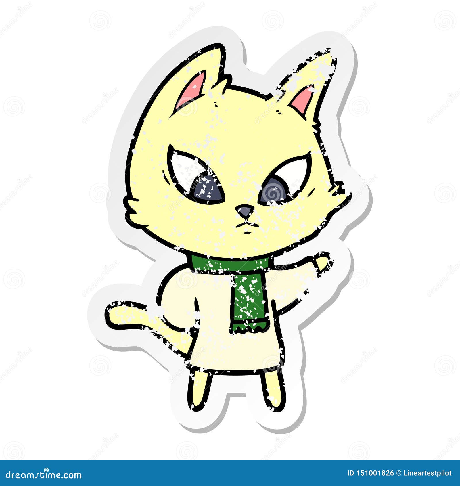 A Creative Distressed Sticker of a Confused Cartoon Cat Stock Vector ...