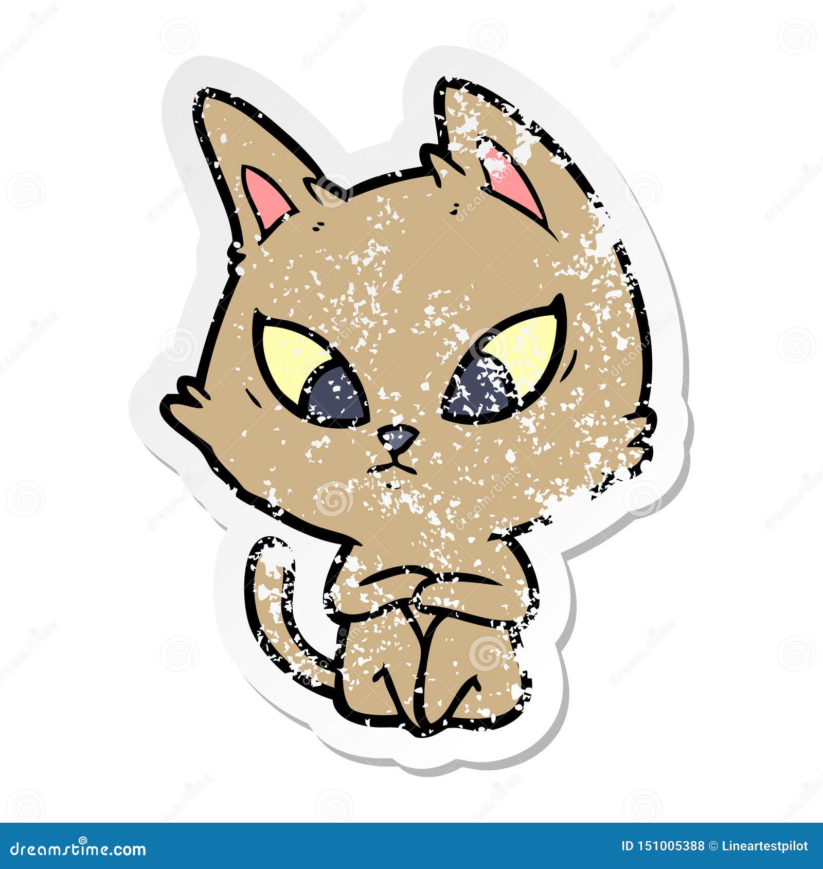 A Creative Distressed Sticker of a Confused Cartoon Cat Stock Vector ...