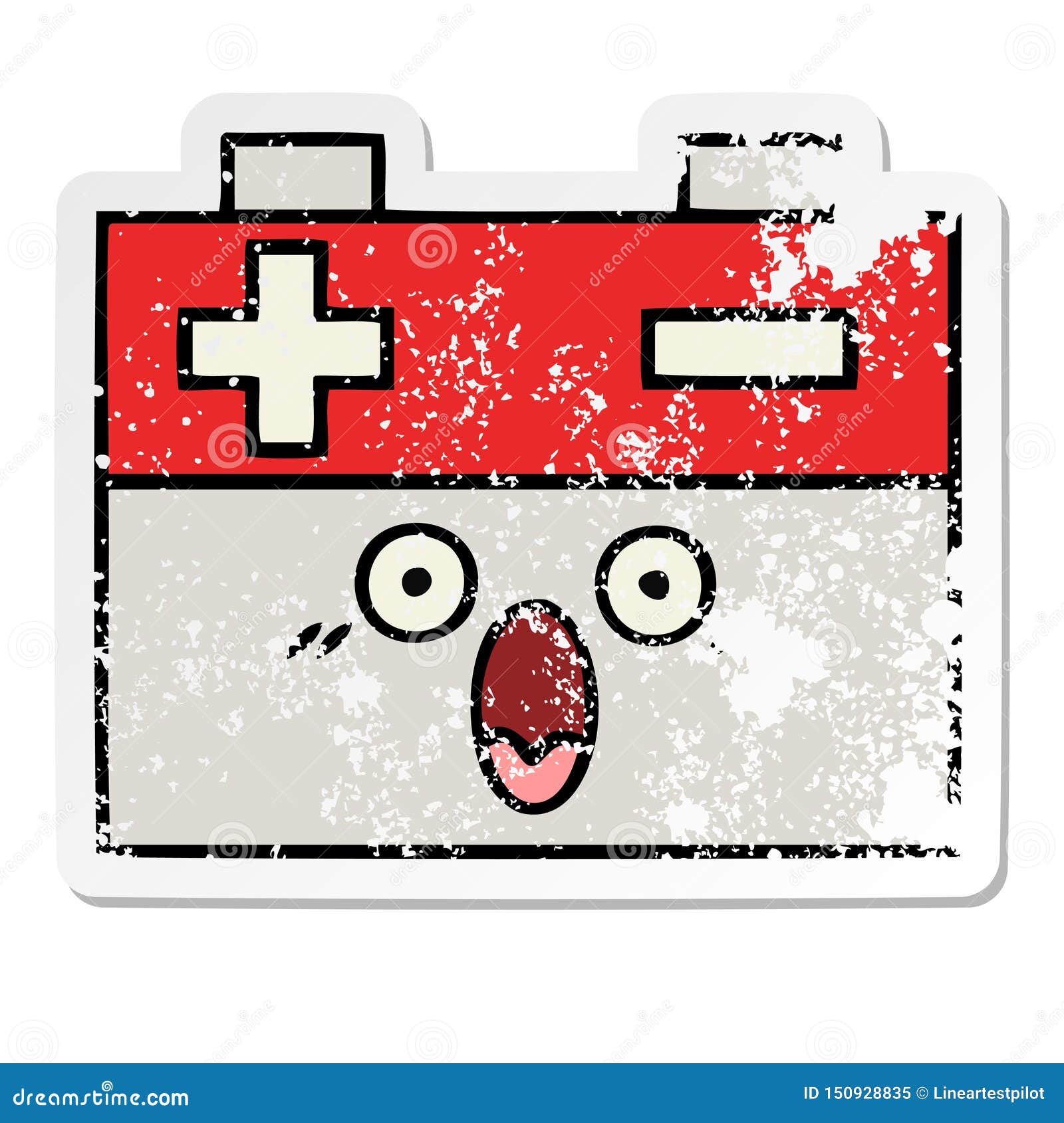 A Creative Distressed Sticker of a Cute Cartoon Car Battery Stock ...