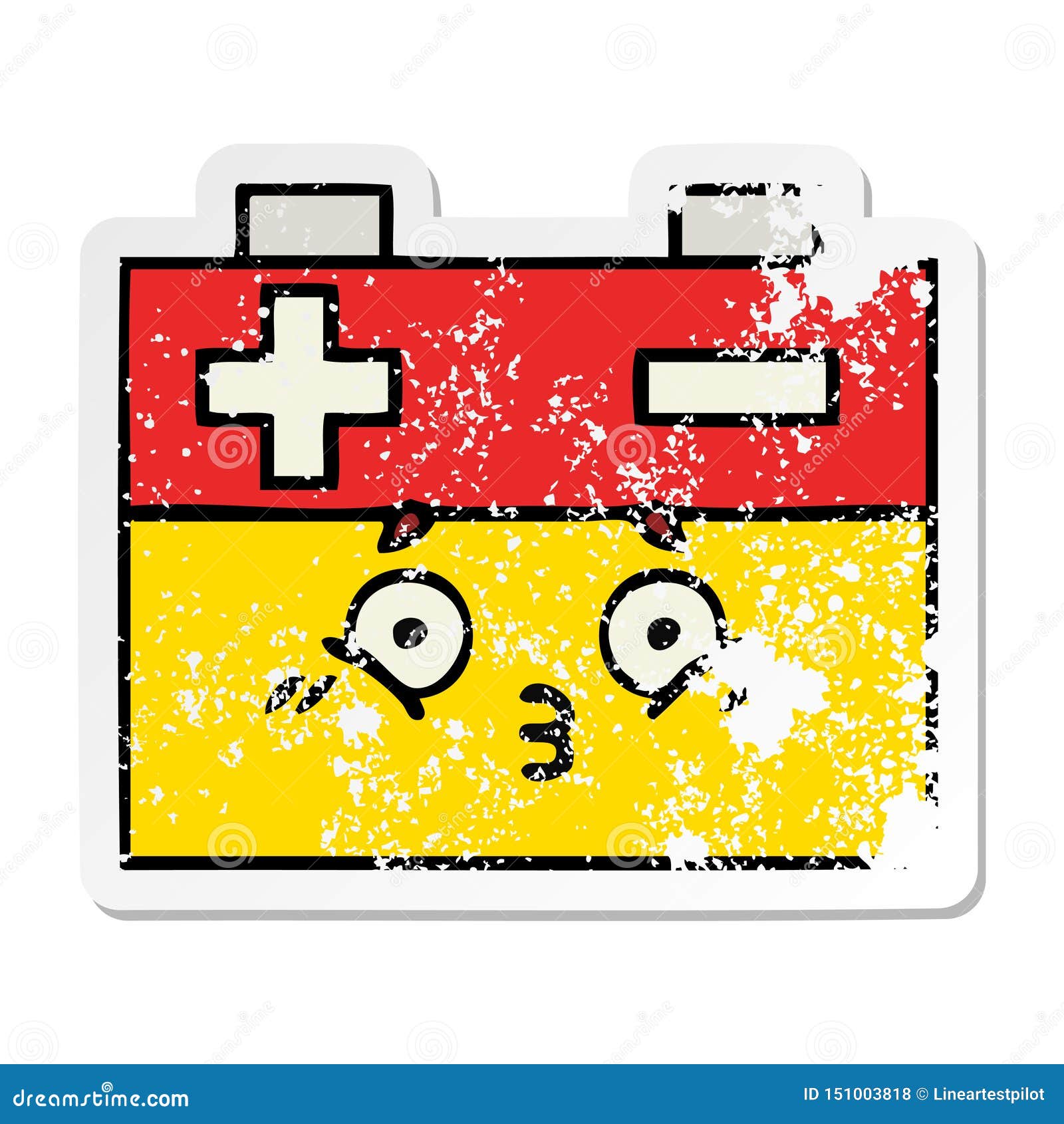 A Creative Distressed Sticker of a Cute Cartoon Car Battery Stock ...