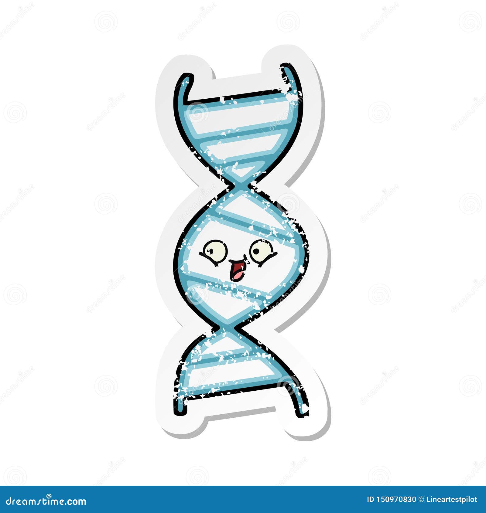 A Creative Distressed Sticker of a Cute Cartoon DNA Strand Stock Vector ...