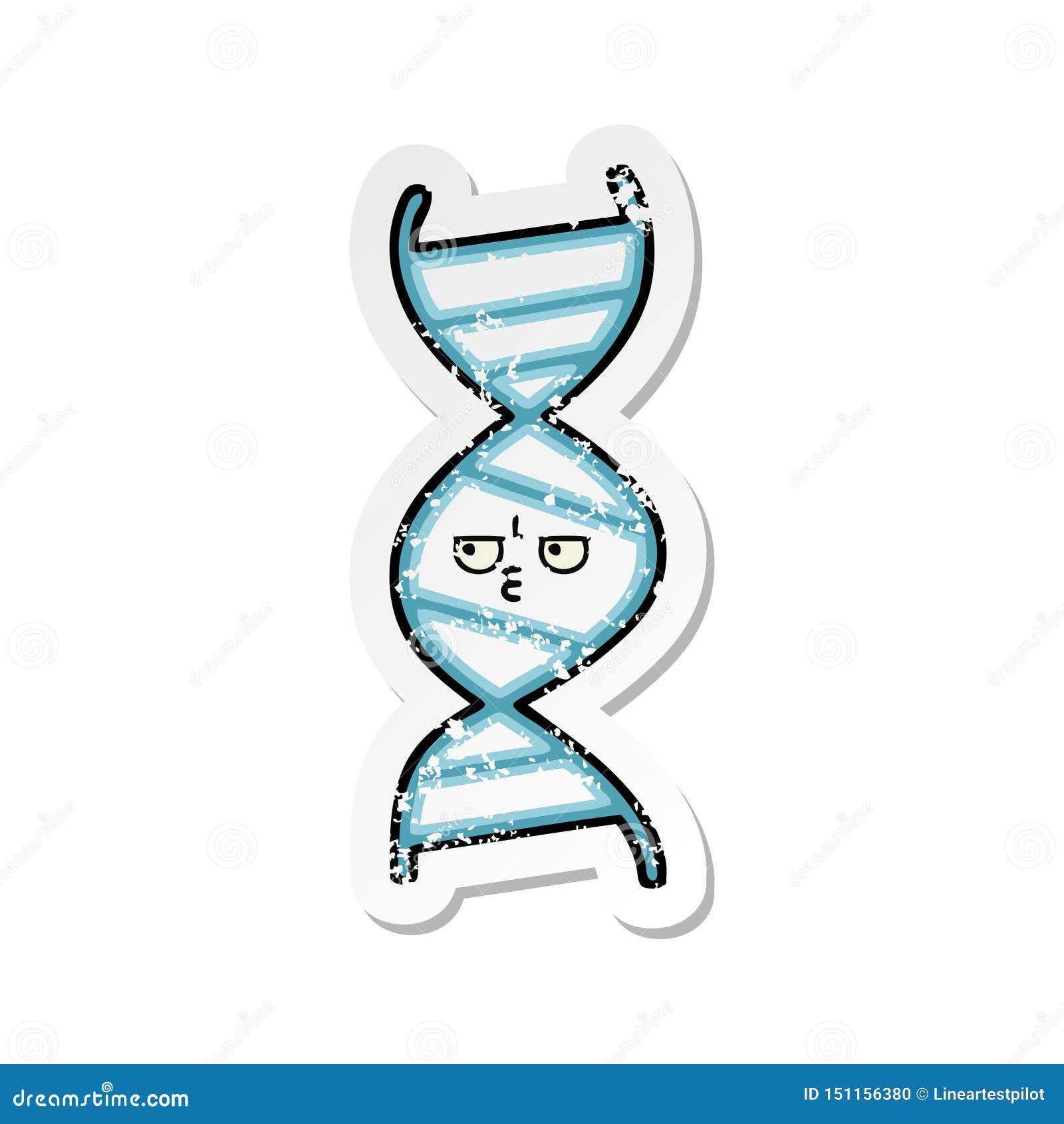 A Creative Distressed Sticker of a Cute Cartoon DNA Strand Stock Vector ...