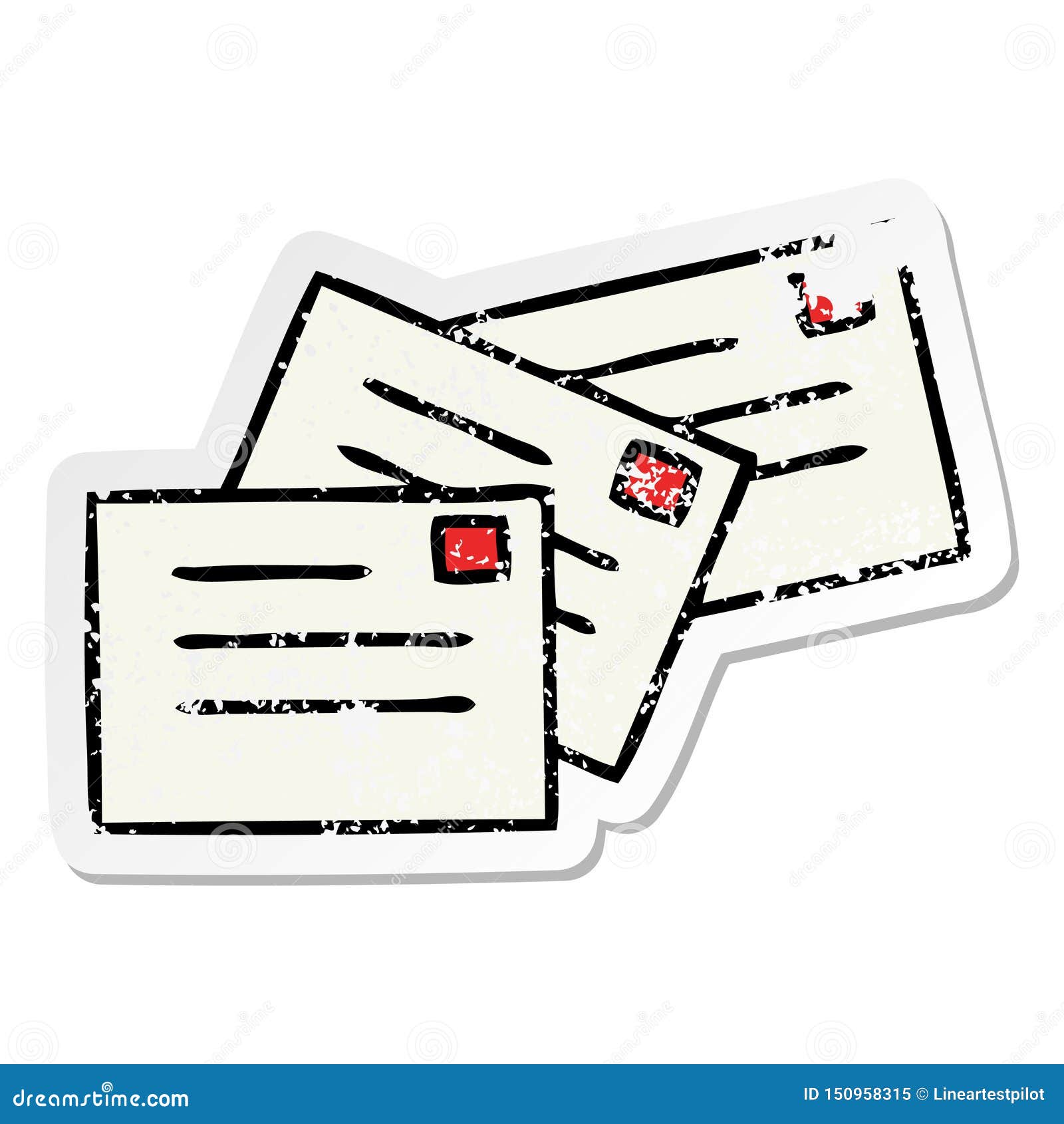 Letters Envelope Mail Post Cute Illustration Retro Freehand Free Hand ...