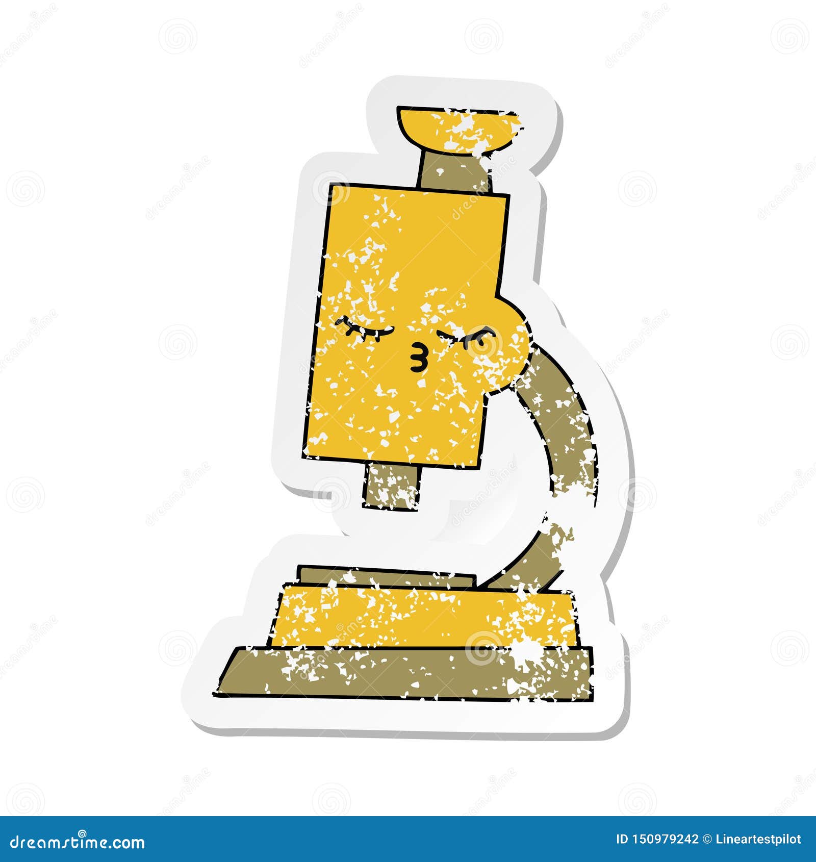 A Creative Distressed Sticker of a Cute Cartoon Microscope Stock Vector ...