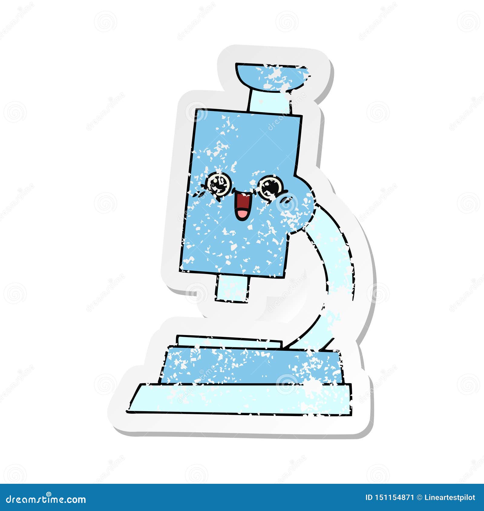 A Creative Distressed Sticker of a Cute Cartoon Microscope Stock Vector ...