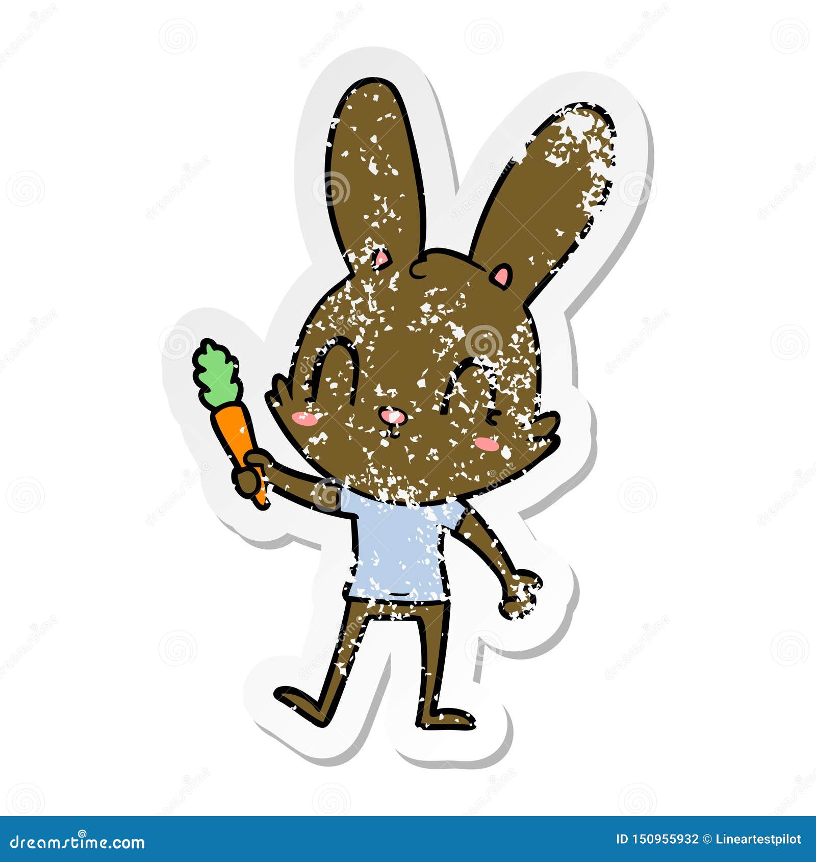 Rabbit Bunny Cute Animals Cartoon Sticker Distressed Grunge Realistic ...