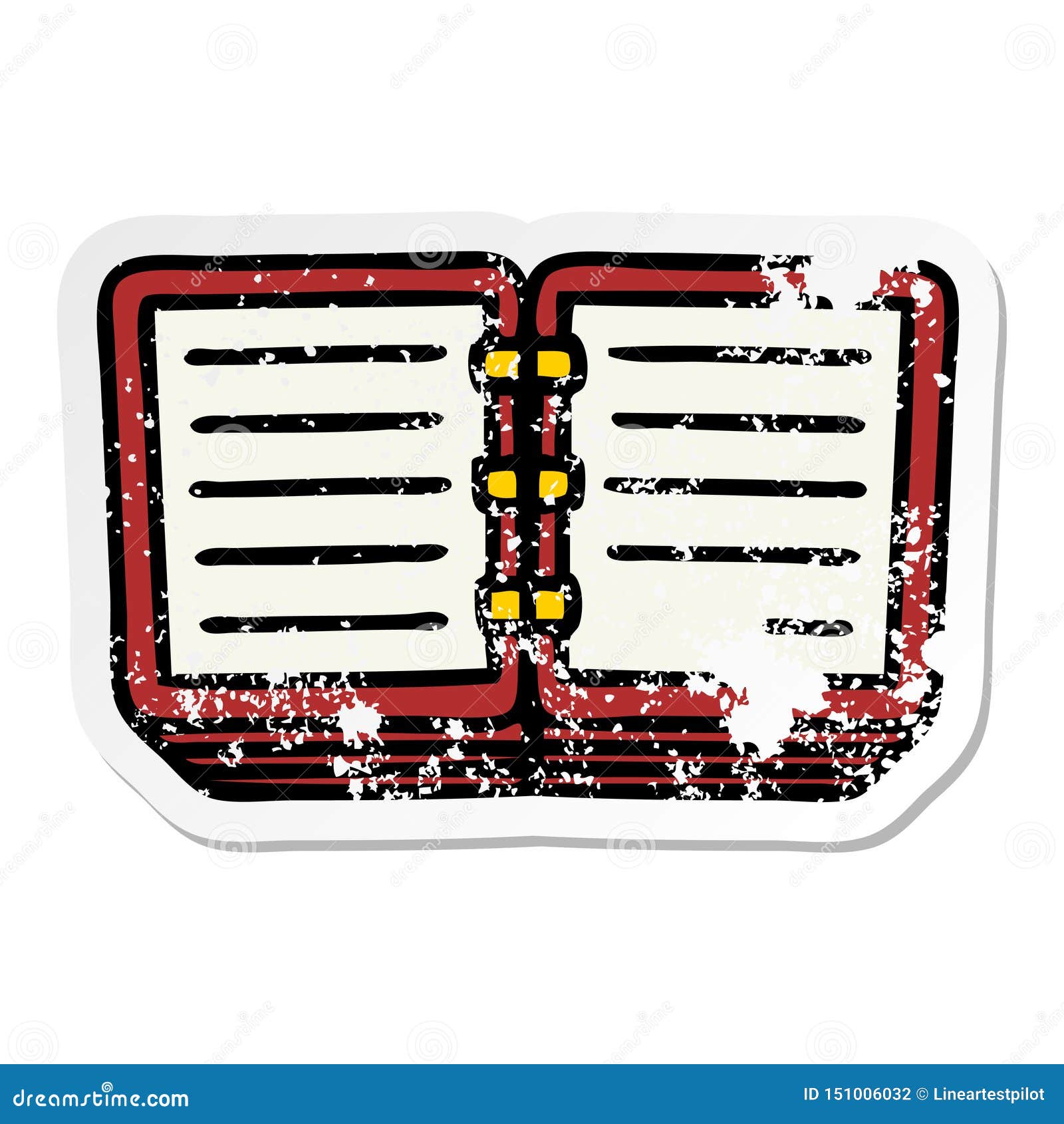 A Creative Distressed Sticker of a Cute Cartoon Stack of Diaries Stock ...