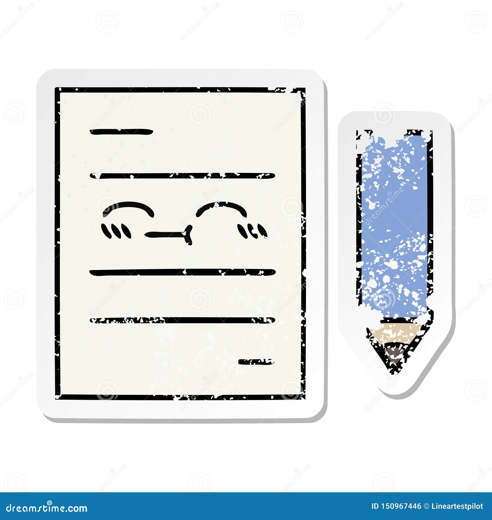A Creative Distressed Sticker of a Cute Cartoon Test Paper Stock Vector ...
