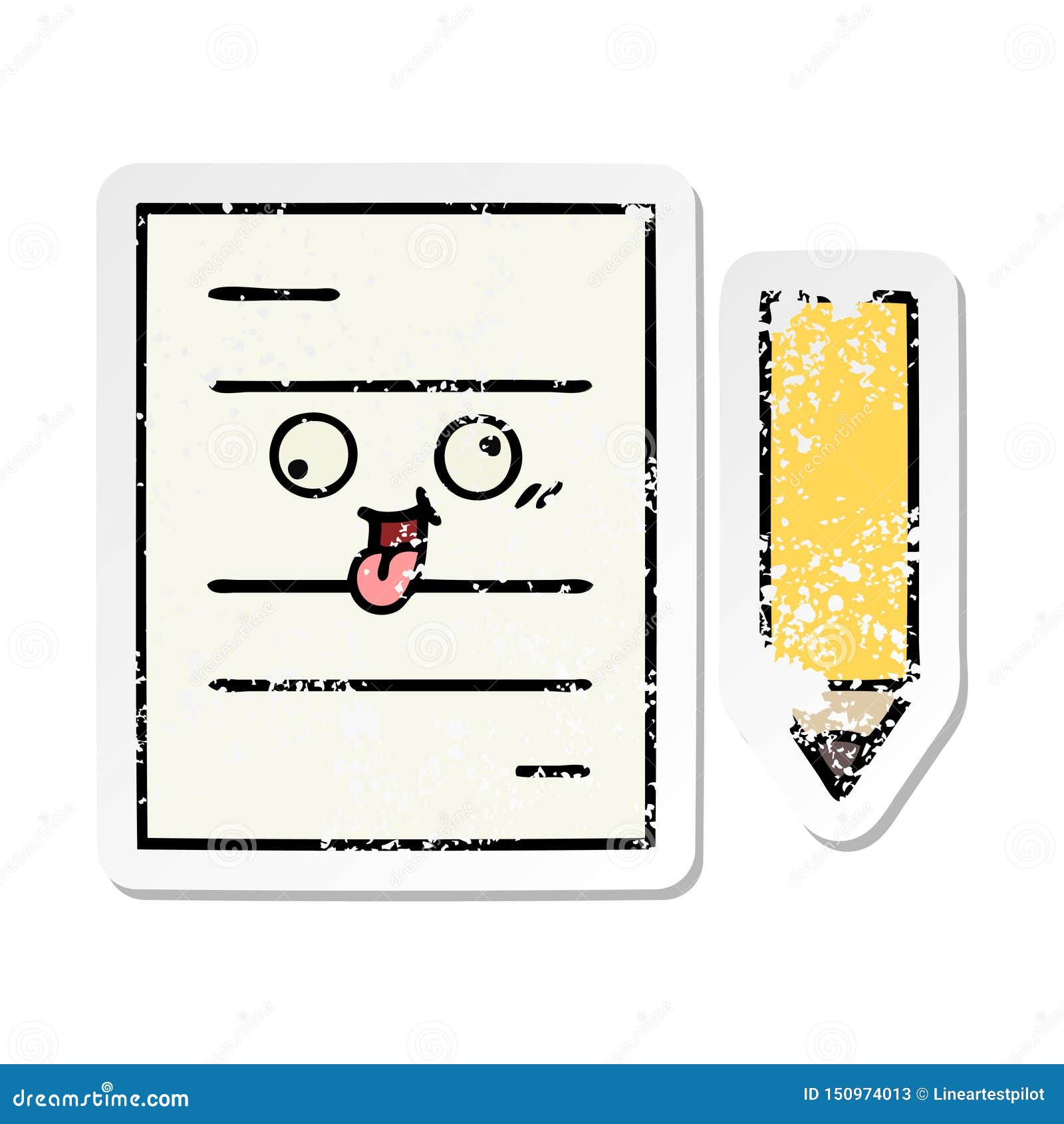 A Creative Distressed Sticker of a Cute Cartoon Test Paper Stock Vector ...