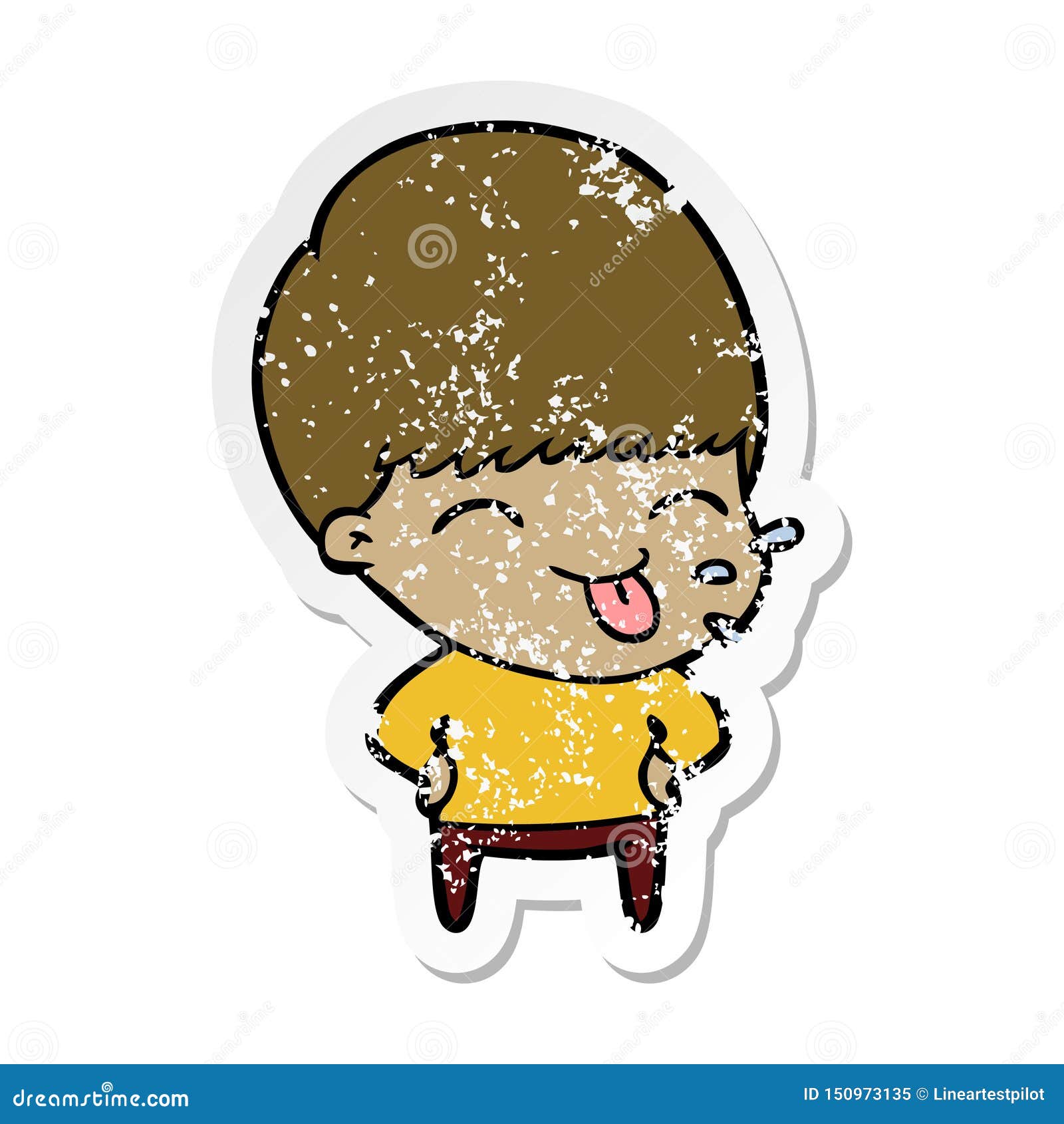 A Creative Distressed Sticker of a Funny Cartoon Boy Stock Vector ...