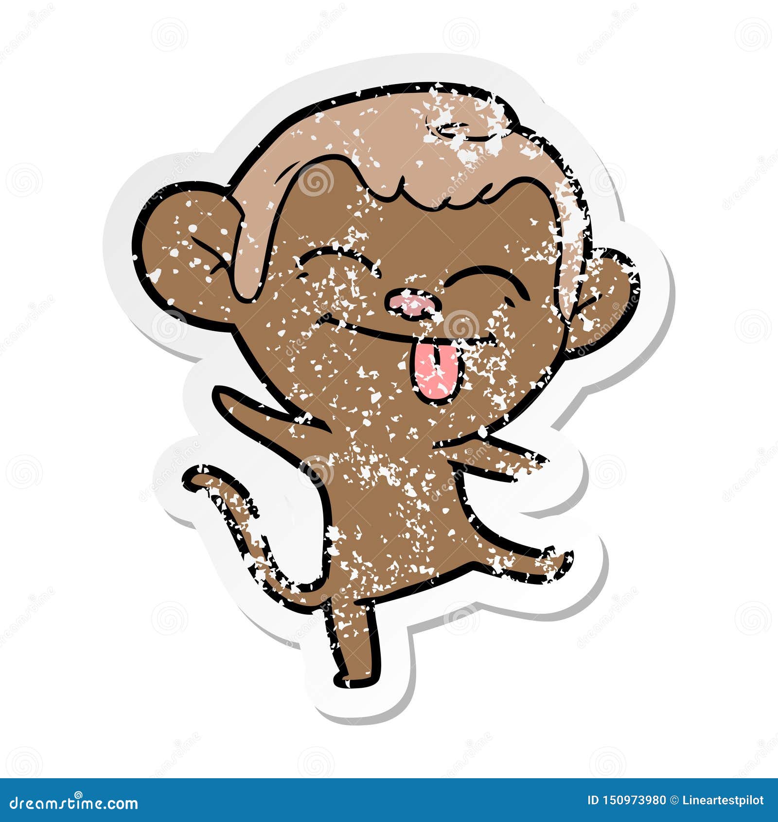A Creative Distressed Sticker of a Funny Cartoon Monkey Dancing Stock ...