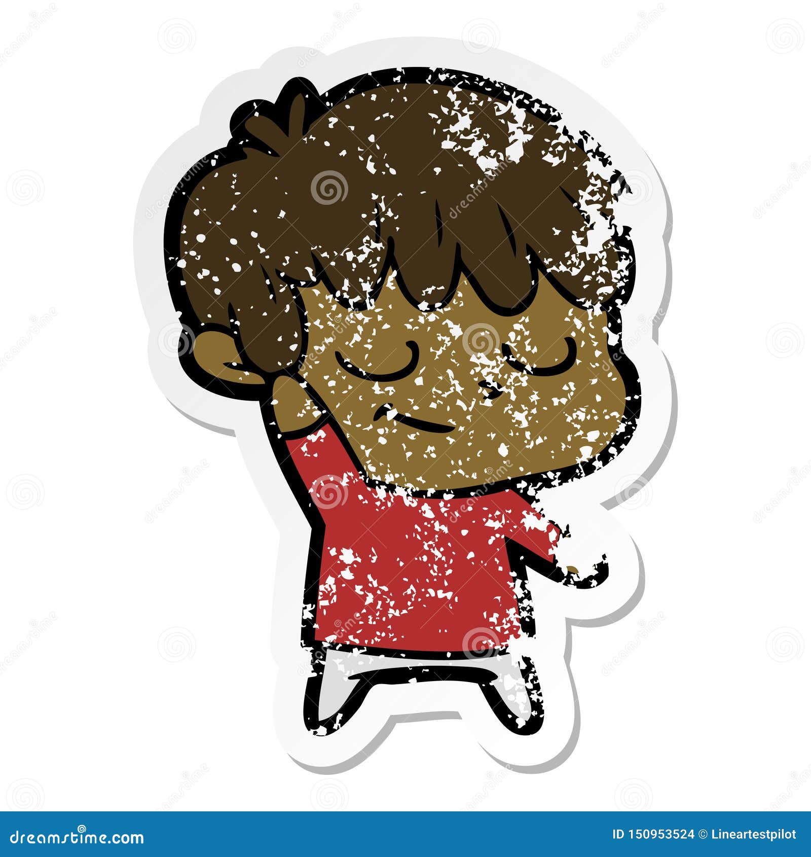 A Creative Distressed Sticker of a Happy Cartoon Boy Stock Vector ...
