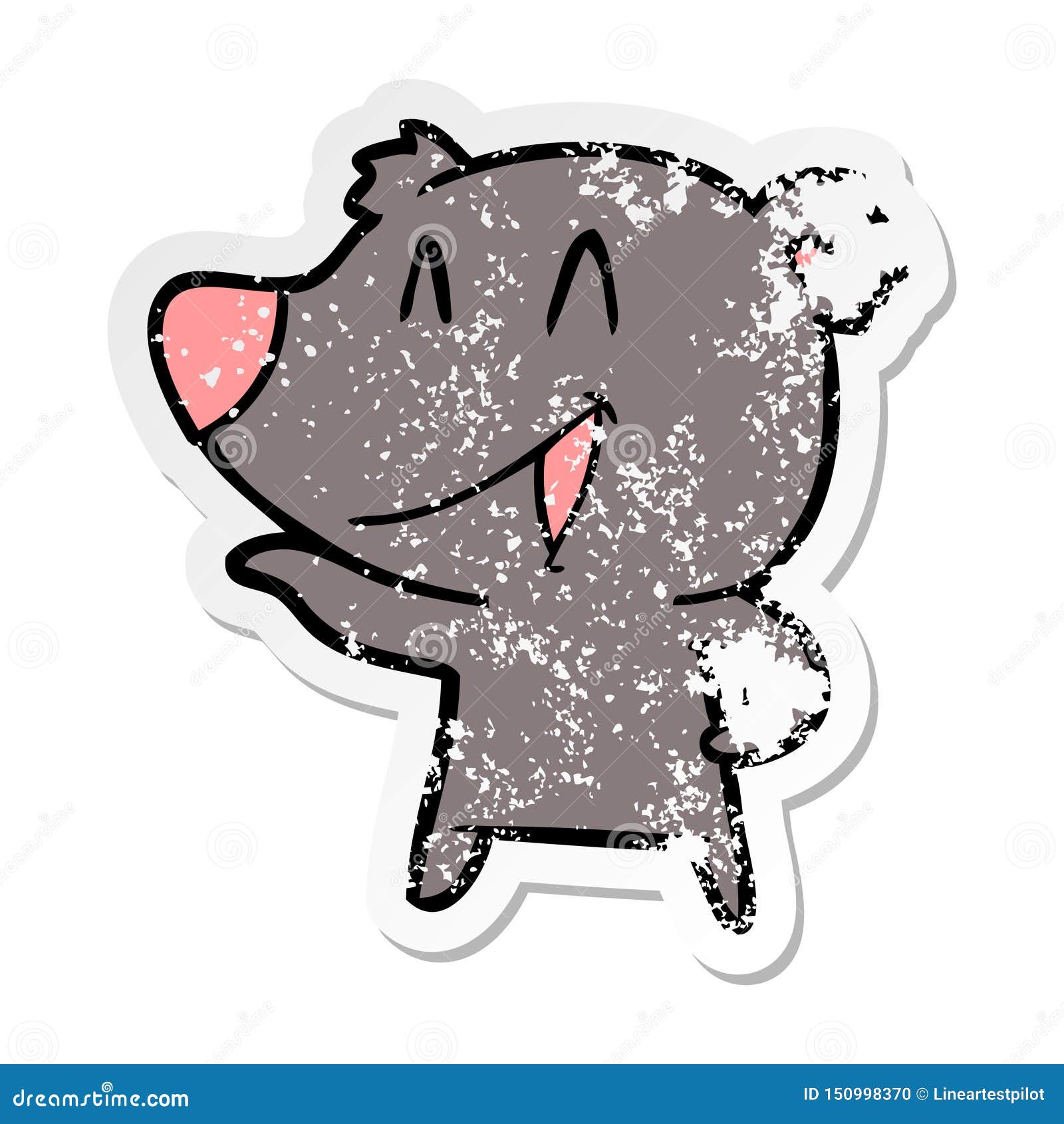 A Creative Distressed Sticker of a Laughing Bear Cartoon Stock Vector ...