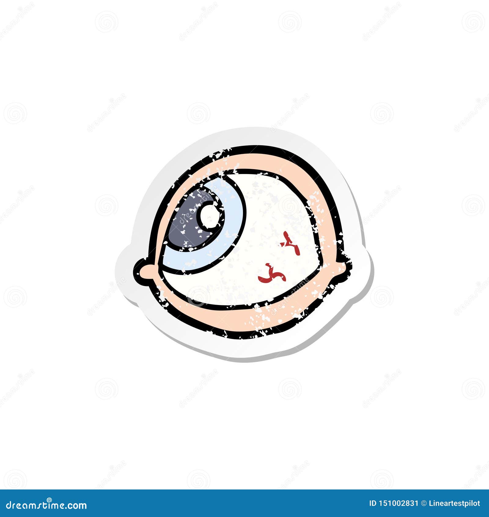 A Creative Distressed Sticker of a Spooky Staring Eyeball Cartoon Stock ...