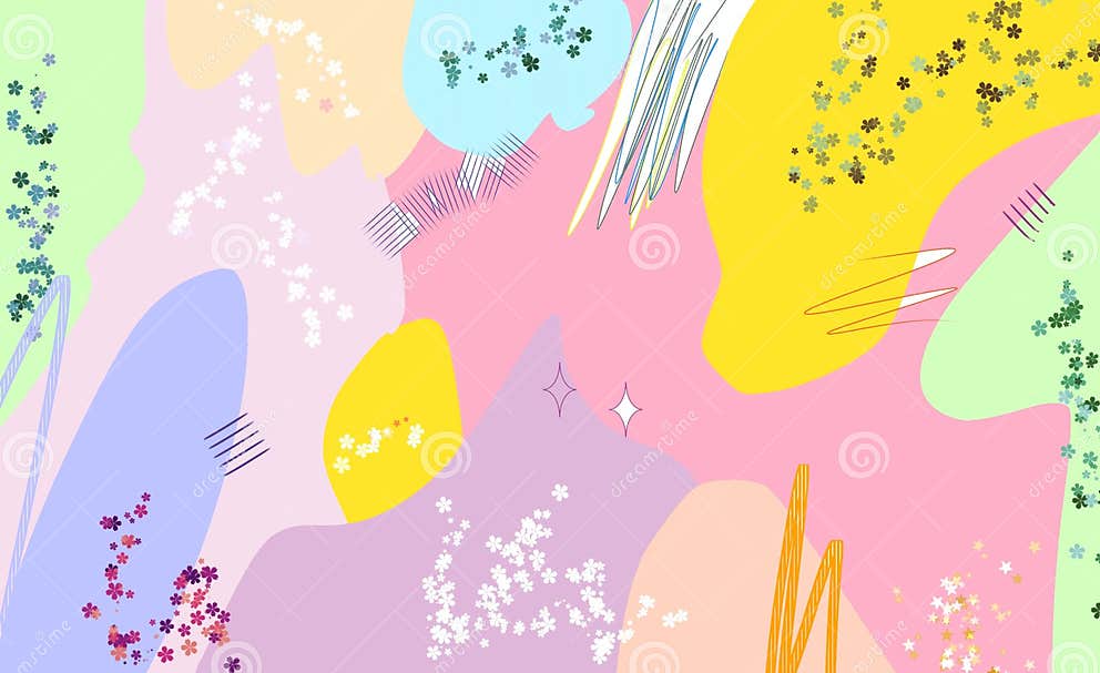 Creative Doodle Art Header with Different Shapes and Textures. Collage ...