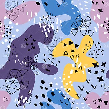 Creative Doodle Art Header with Different Shapes and Textures. Collage ...